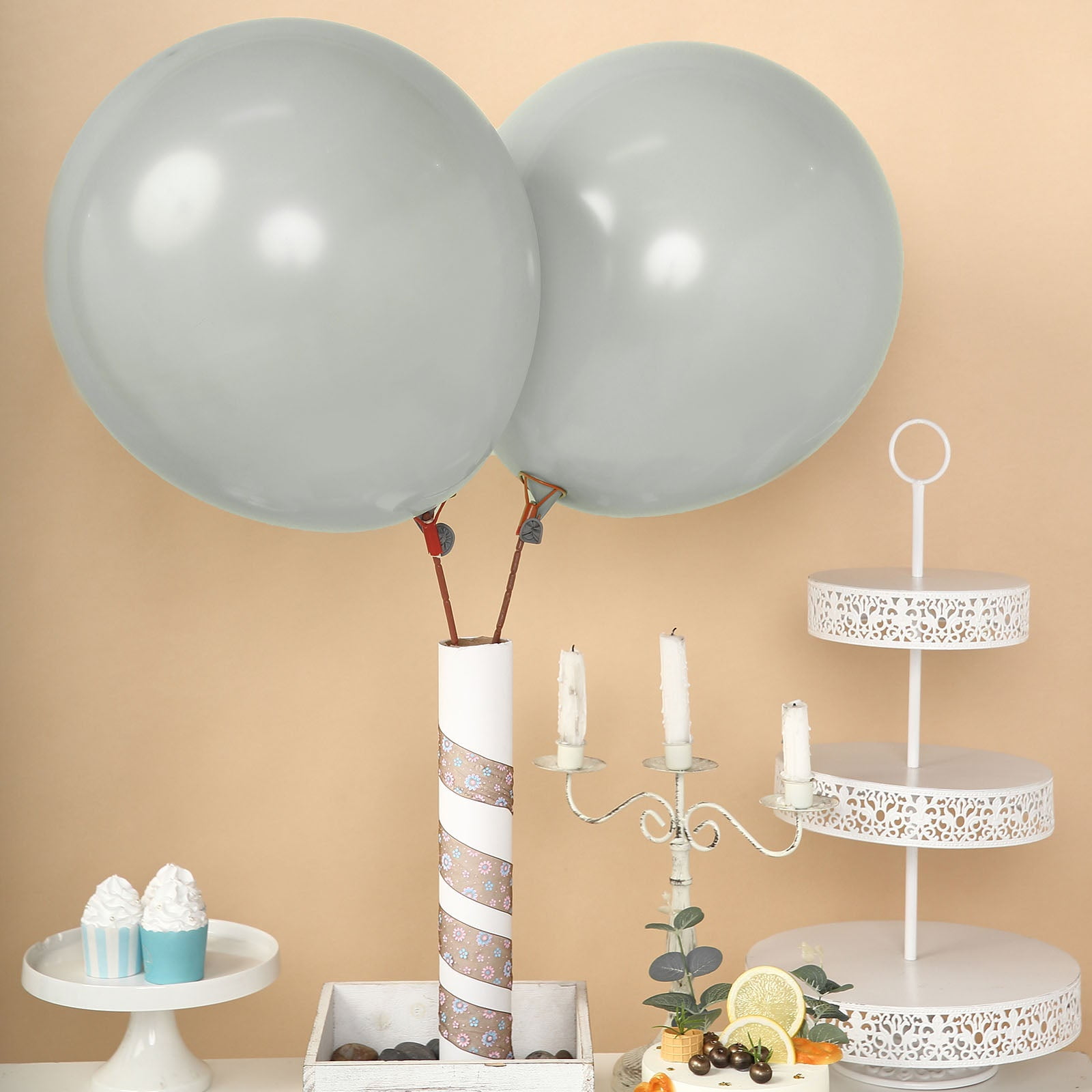 Efavormart 10 Pack 18" Large Pastel Charcoal Grey Round Latex Balloons ...