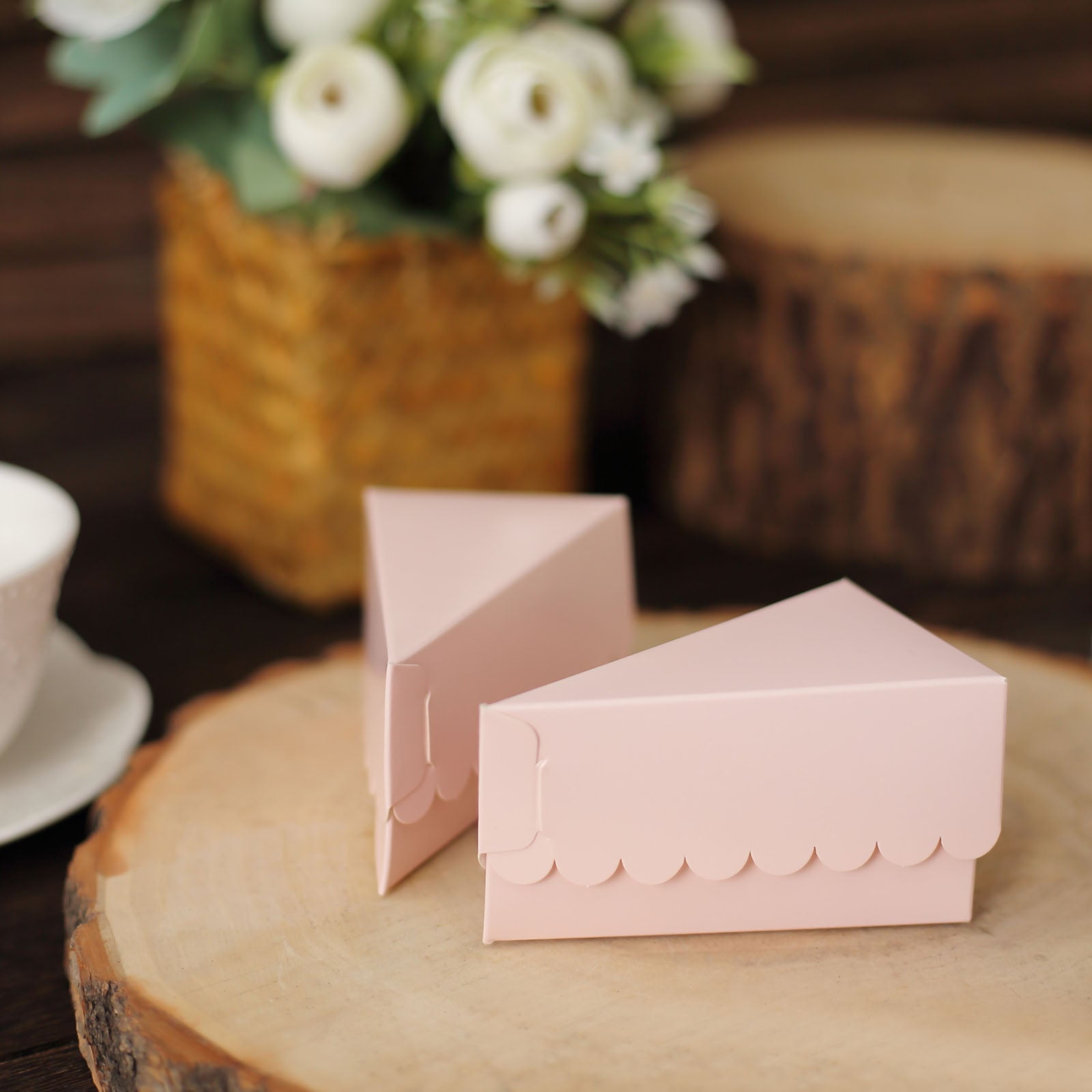 Efavormart 10 Pack | 4"X2.5" Blush / Rose Gold Single Slice Triangular ...
