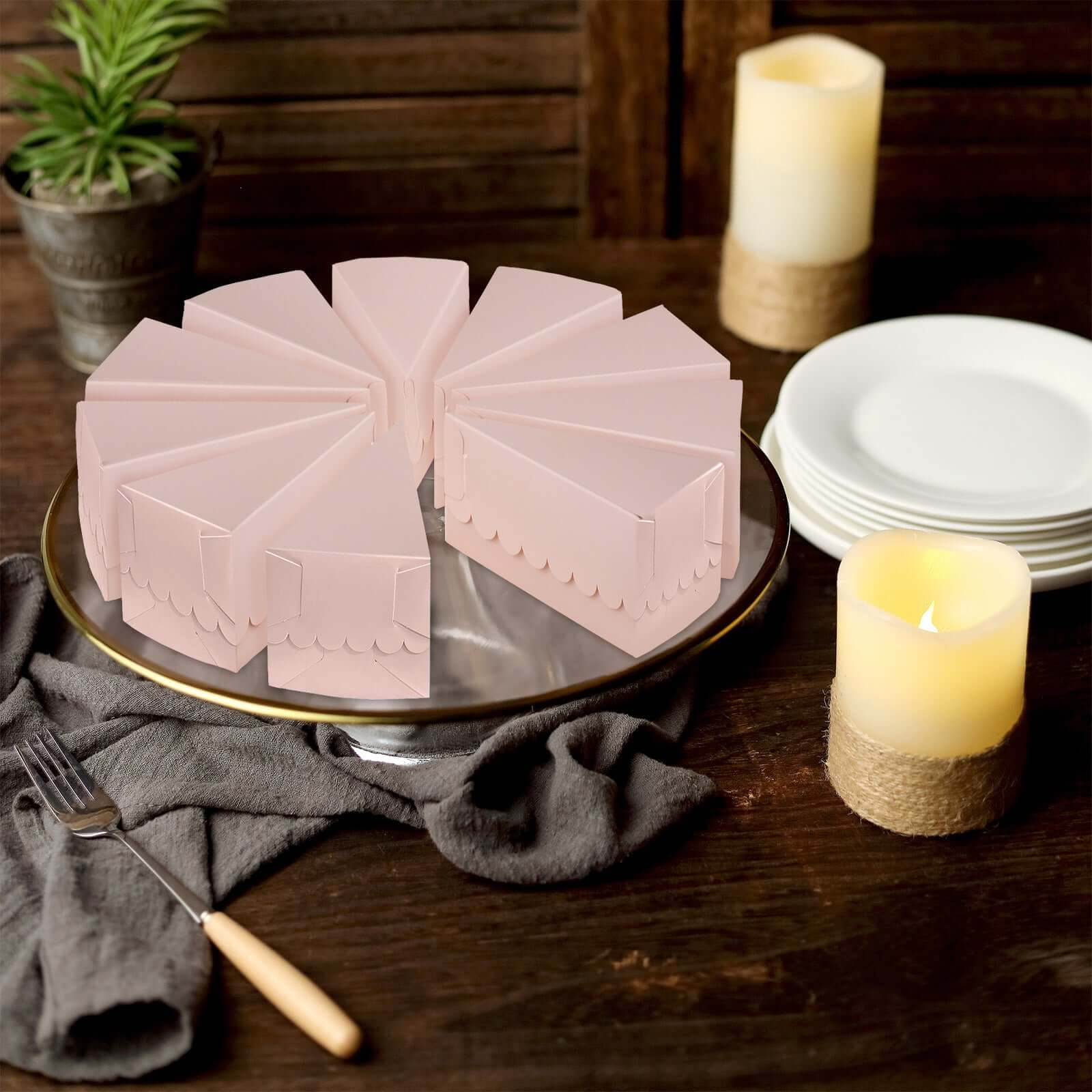 Efavormart 10 Pack | 5"X3" Blush Rose Gold Foil Single Slice Triangular ...