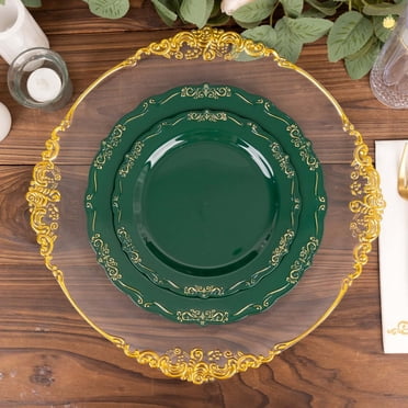 Efavormart 10 Pack | 10" Hunter Emerald Green / White Plastic Party ...
