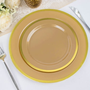 Efavormart 10 Pack | 8" Gold Hard Plastic Baroque Dessert Plates With ...