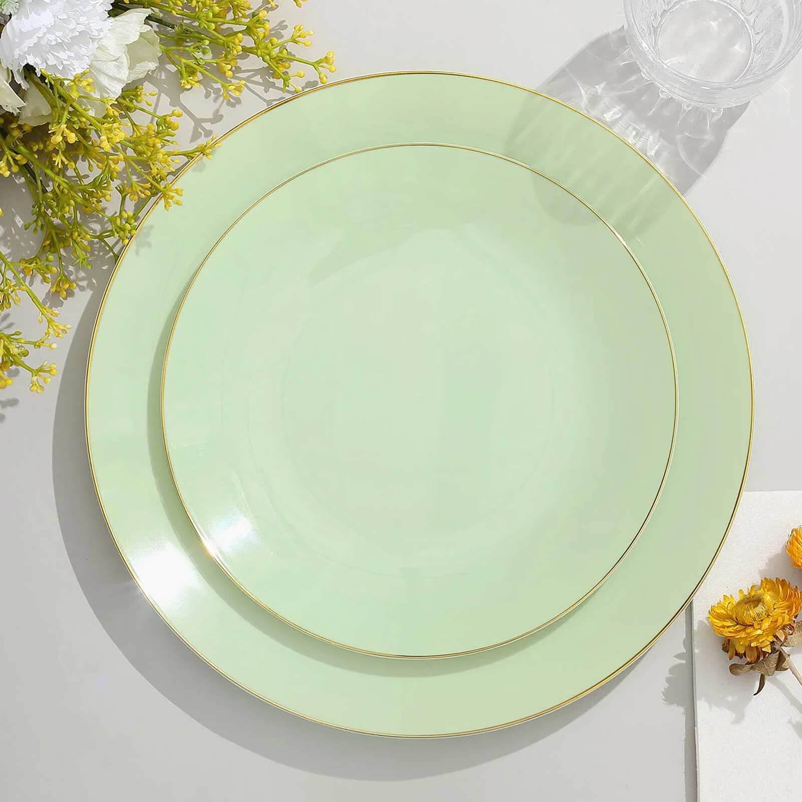 Efavormart 10 Pack | 8" Glossy Sage Green Round Plastic Dinner Plates ...