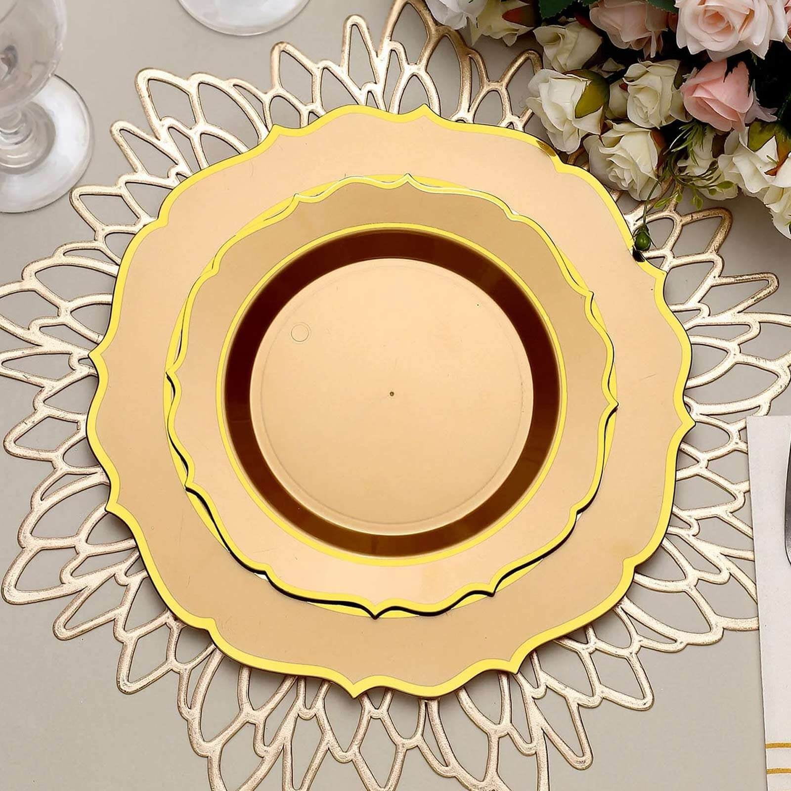 Efavormart 10 Pack | 8" Gold Plastic Dessert Salad Plates, Disposable ...