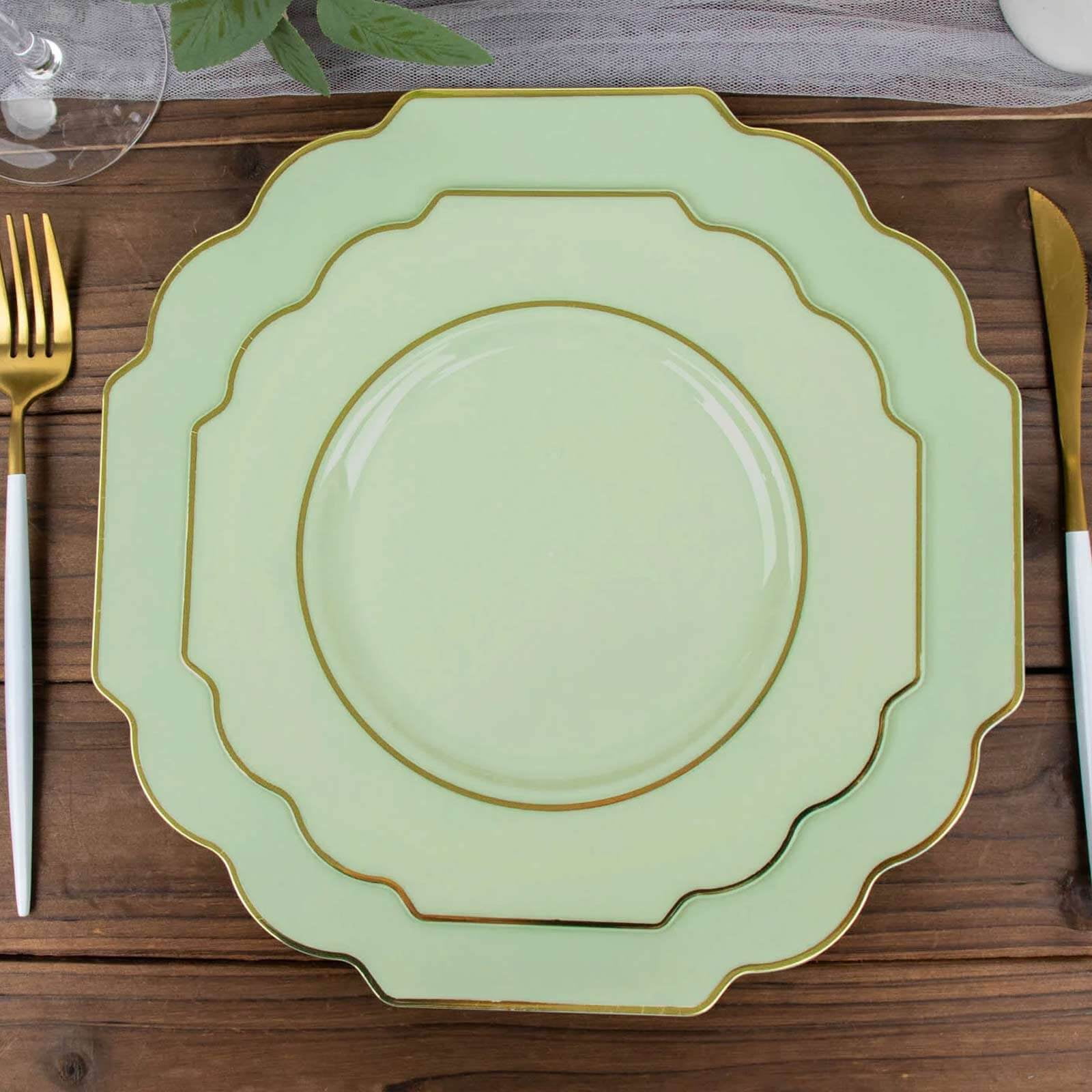 Efavormart 10 Pack | 8" Sage Green Hard Plastic Dessert Appetizer ...