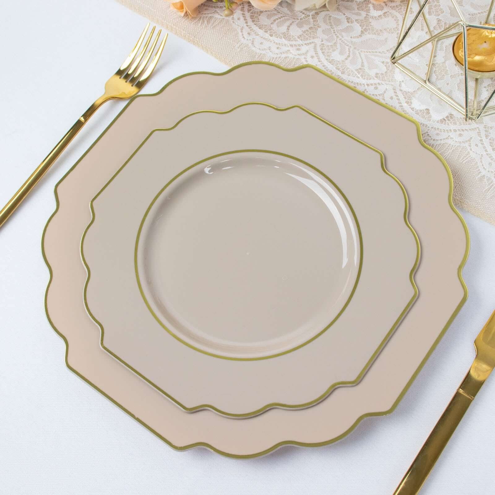 Efavormart 10 Pack | 8" Taupe Hard Plastic Dessert Appetizer Plates ...