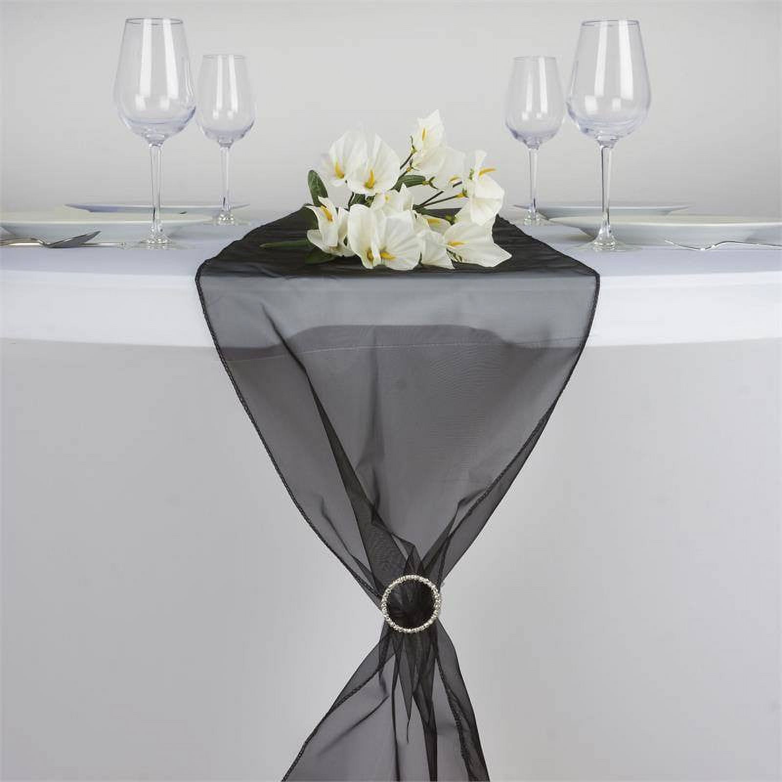 Efavormart 10 Pack Black Sheer Organza Table Runners - 14"x108 ...