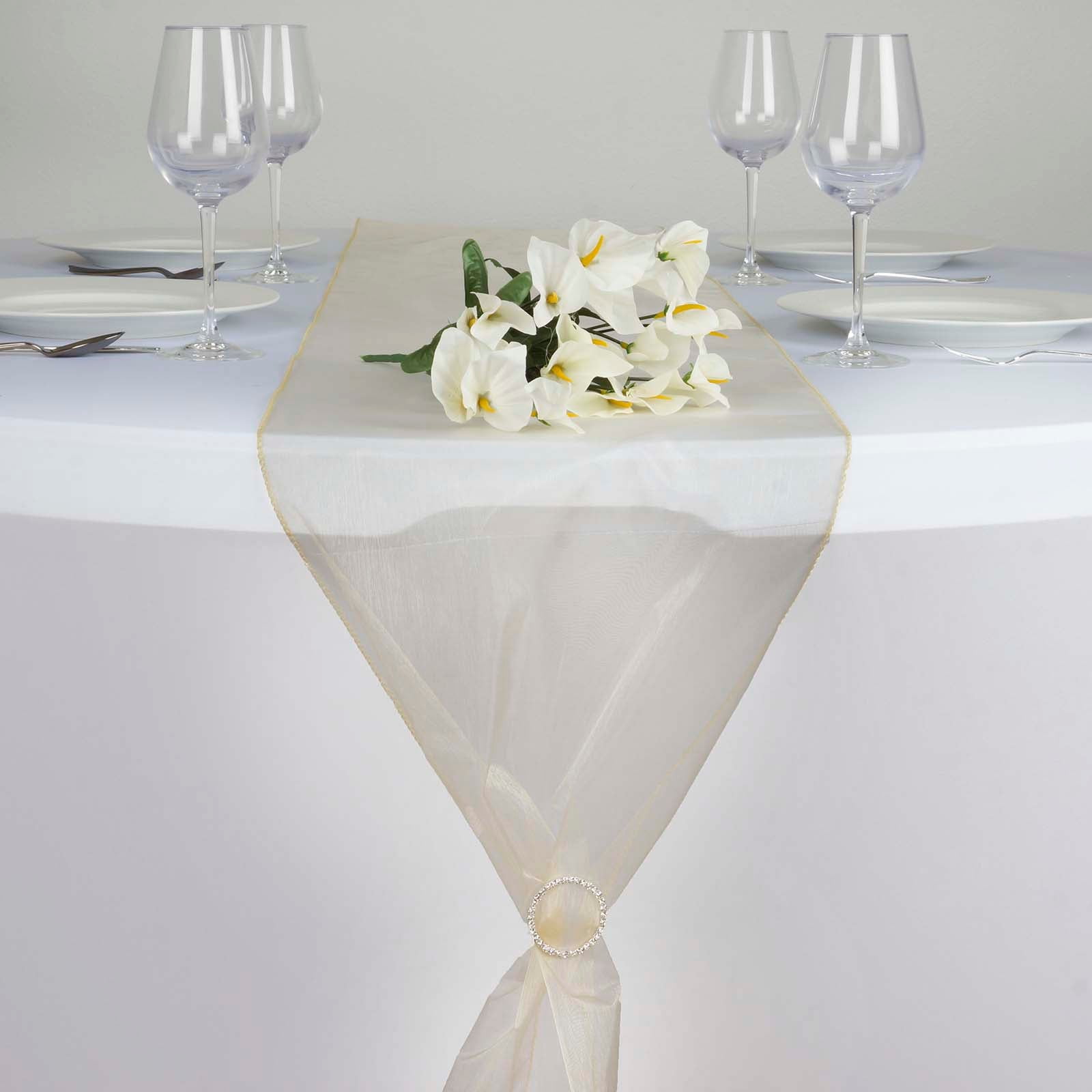 Efavormart 10 Pack Champagne Sheer Organza Table Runners - 14"x108 ...