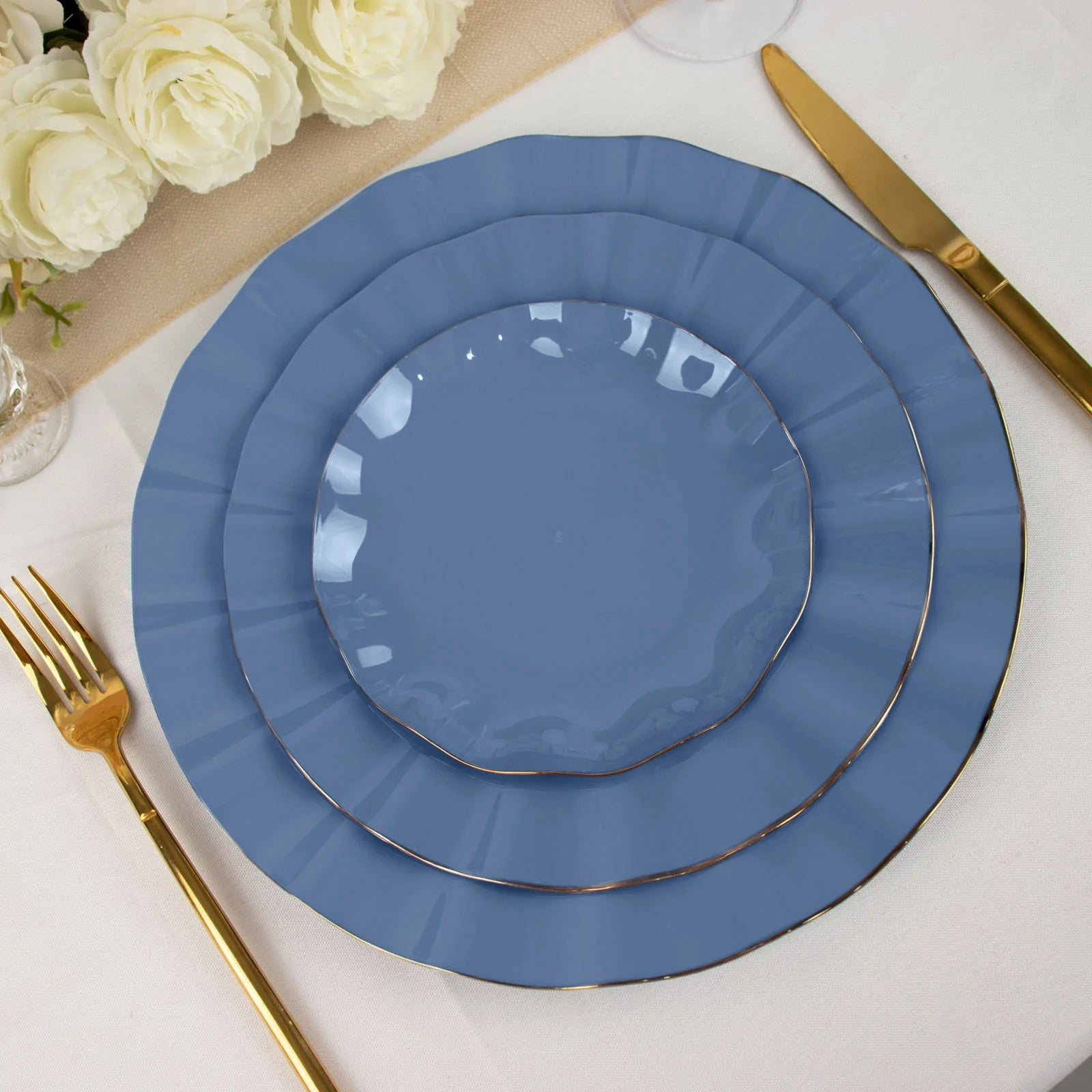 Efavormart 10 Pack | Dusty Blue 6" Round Plastic Dessert Salad Plates ...
