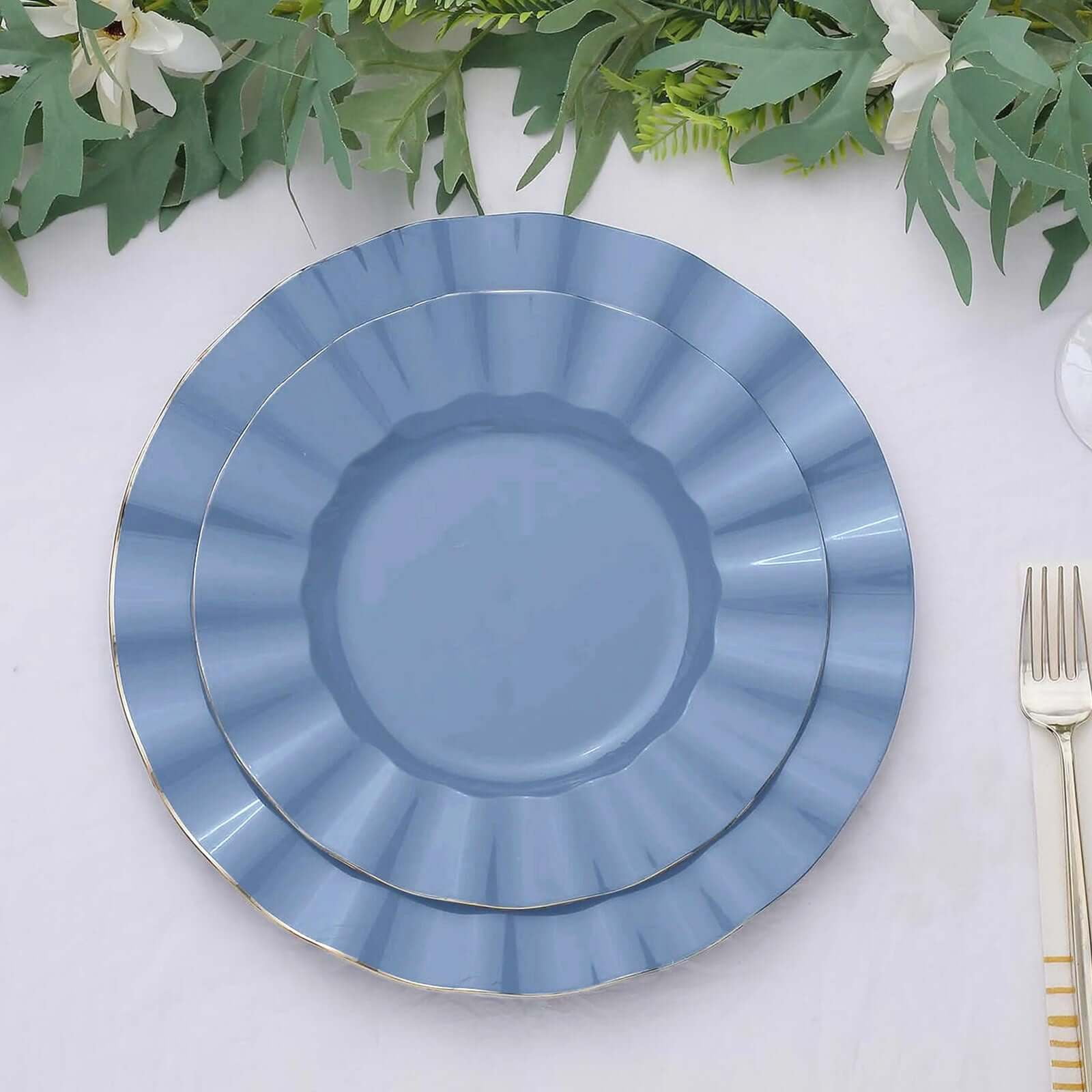 Efavormart 9" Salad Plates – Set of 10 Plastic Ocean Blue Round ...