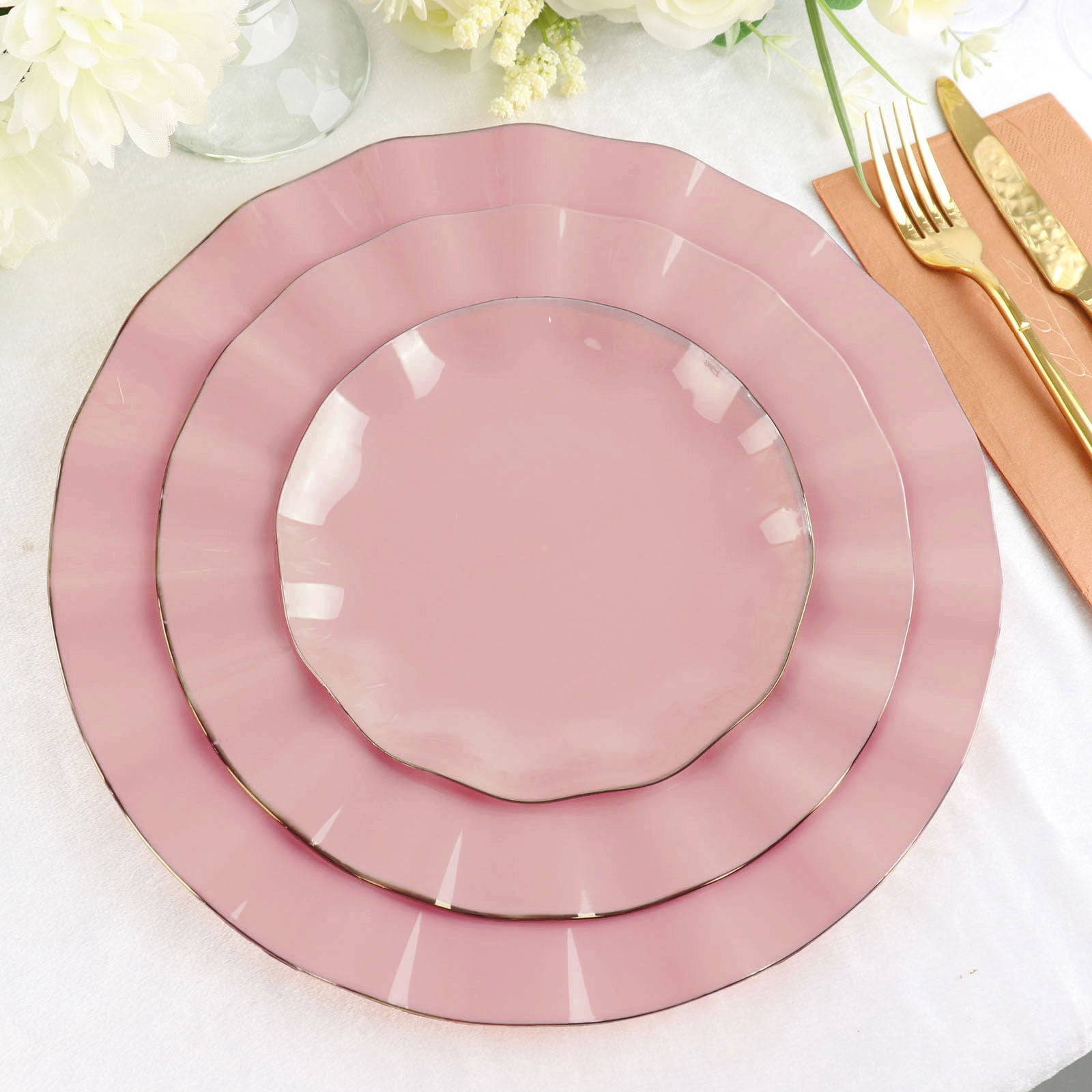 Efavormart 10 Pack | Dusty Rose 6" Round Plastic Dessert Salad Plates ...