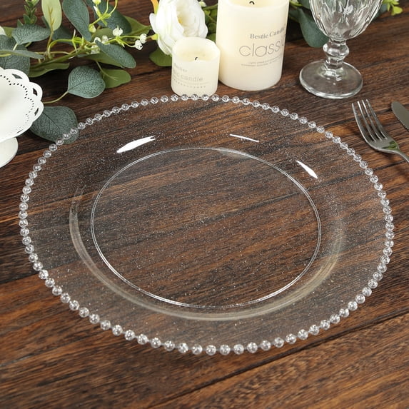 Efavormart 10-Pack Economy Plastic Charger Plates 13" Round Clear ...