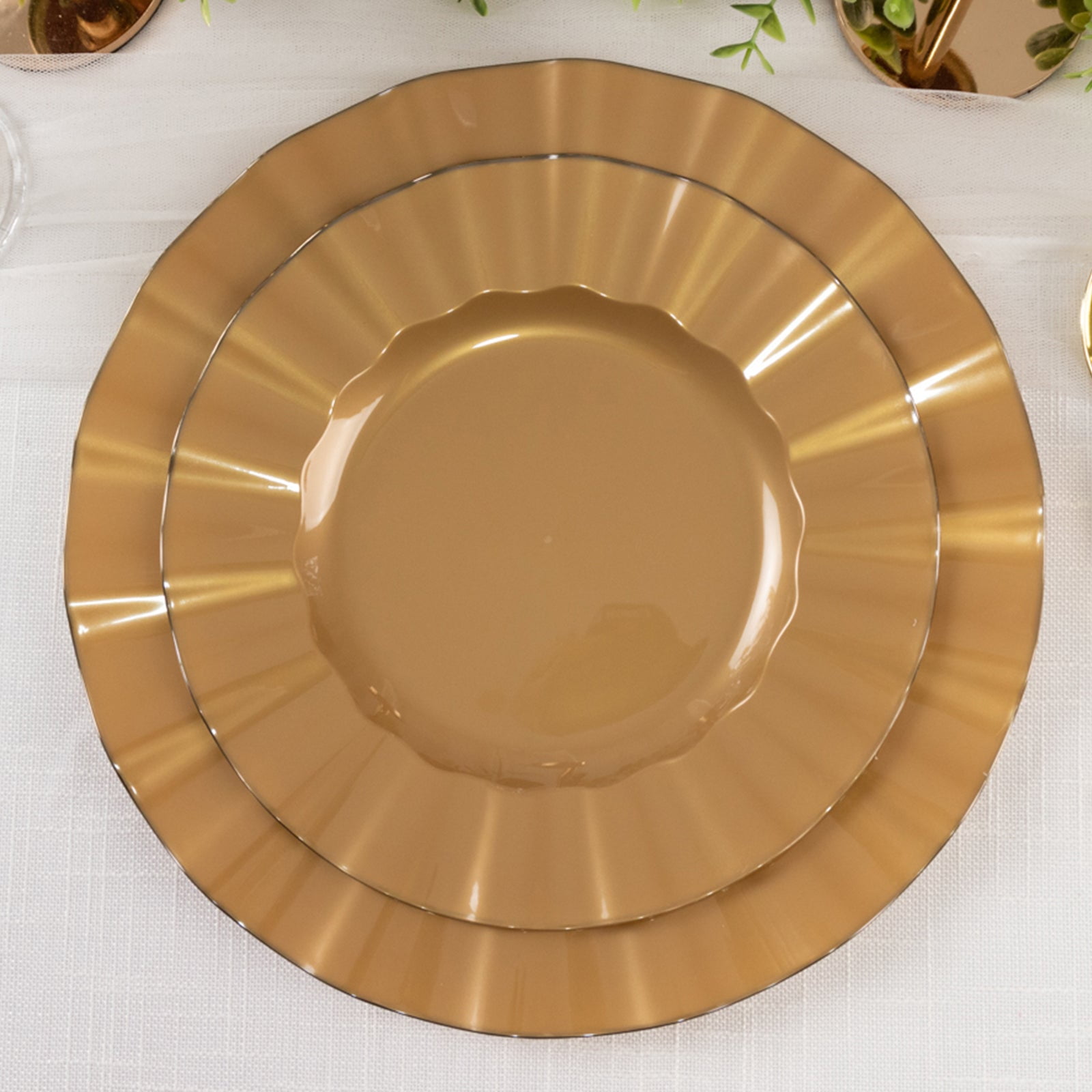 Efavormart 10 Pack | Gold 9" Round Plastic Dessert Salad Plates ...