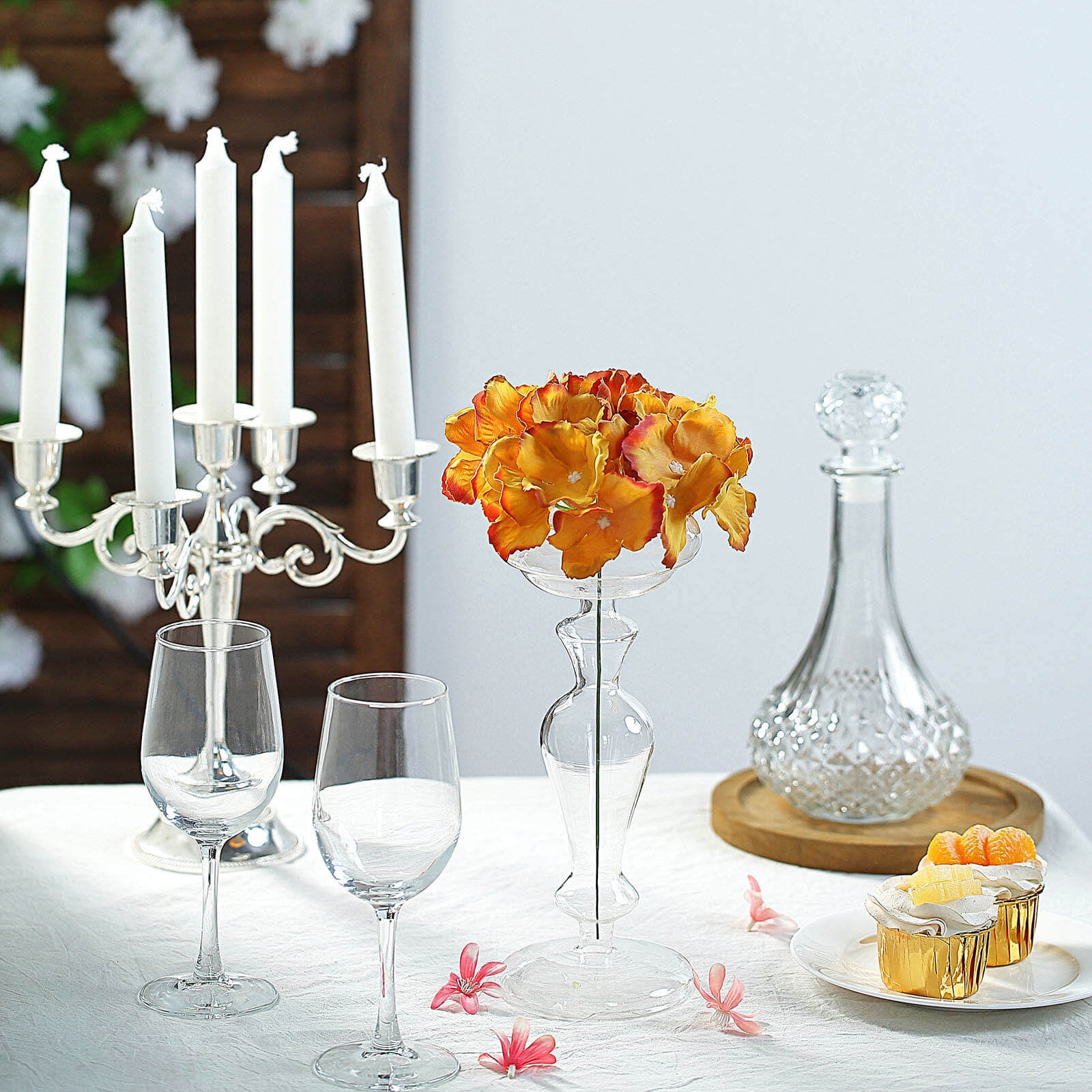 Efavormart 10 Pack Gold Artificial Hydrangeas Head and Wire Stems ...