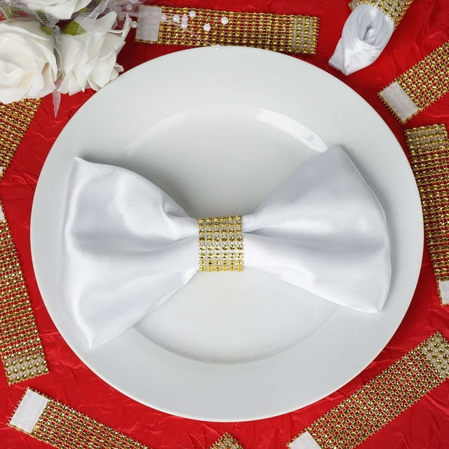 Efavormart 10 Pack Gold Diamond Rhinestone Napkin Ring With Self ...