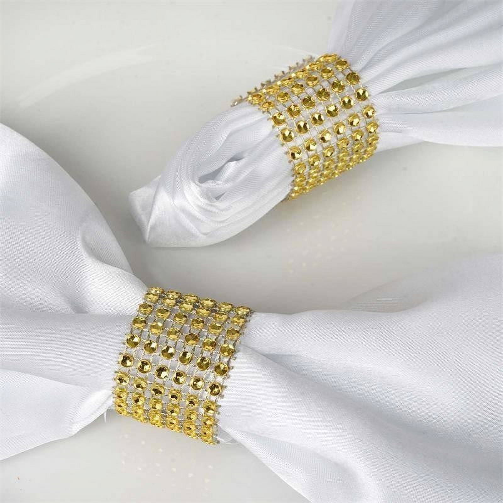 Efavormart 10 Pack Gold Diamond Rhinestone Napkin Ring With Self ...