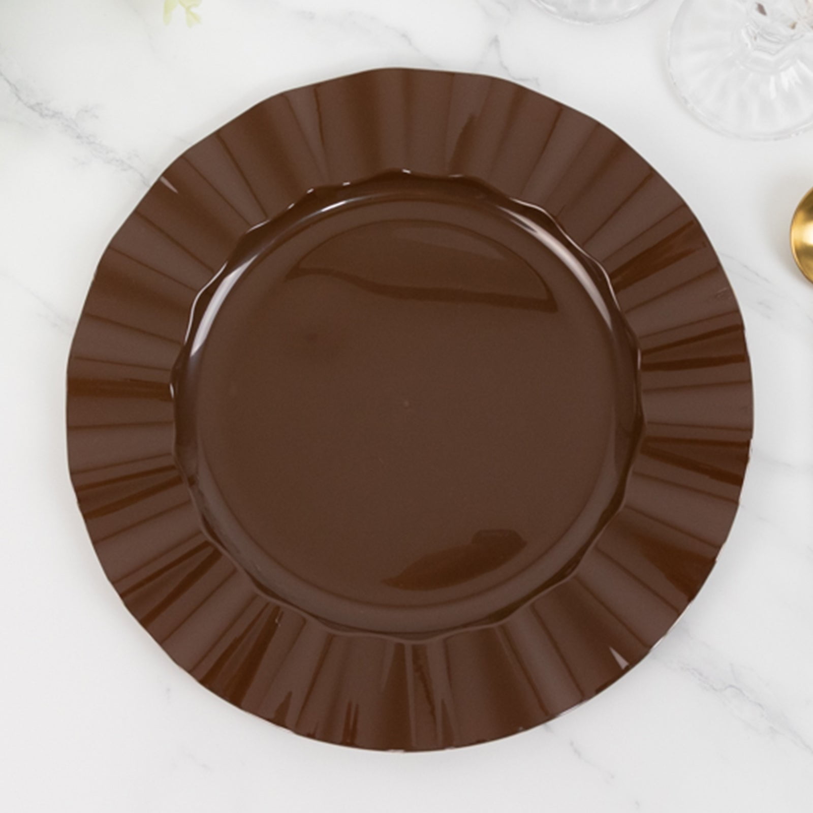 Efavormart 10 Pack Hard Plastic Large Dinner Plates with Gold Ruffled ...