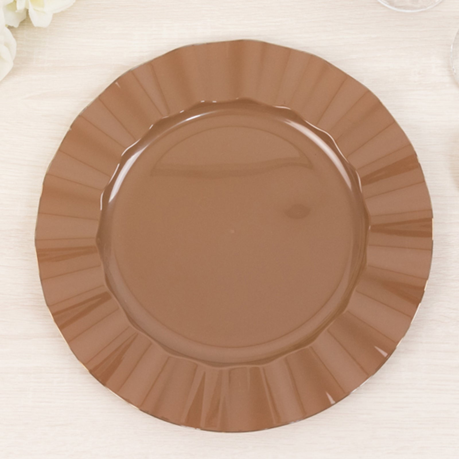 Efavormart 10 Pack Hard Plastic Large Dinner Plates with Gold Ruffled ...