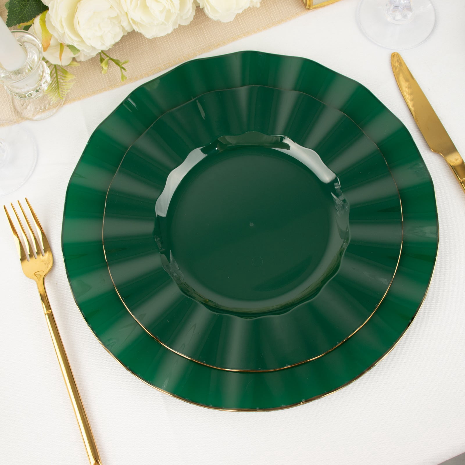 Efavormart 9" Salad Plates – Set of 10 Plastic Hunter Green Round ...
