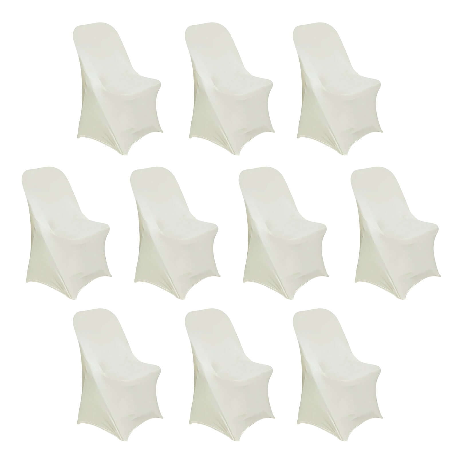 Efavormart 10 Pack Ivory Spandex Folding Slip On Chair Covers, Stretch ...