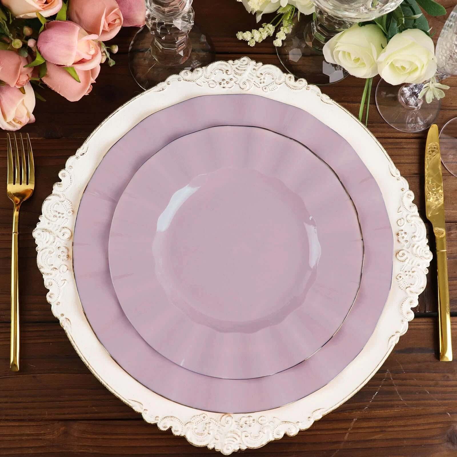Efavormart 9" Salad Plates – Set of 10 Plastic Lavender Lilac Round ...
