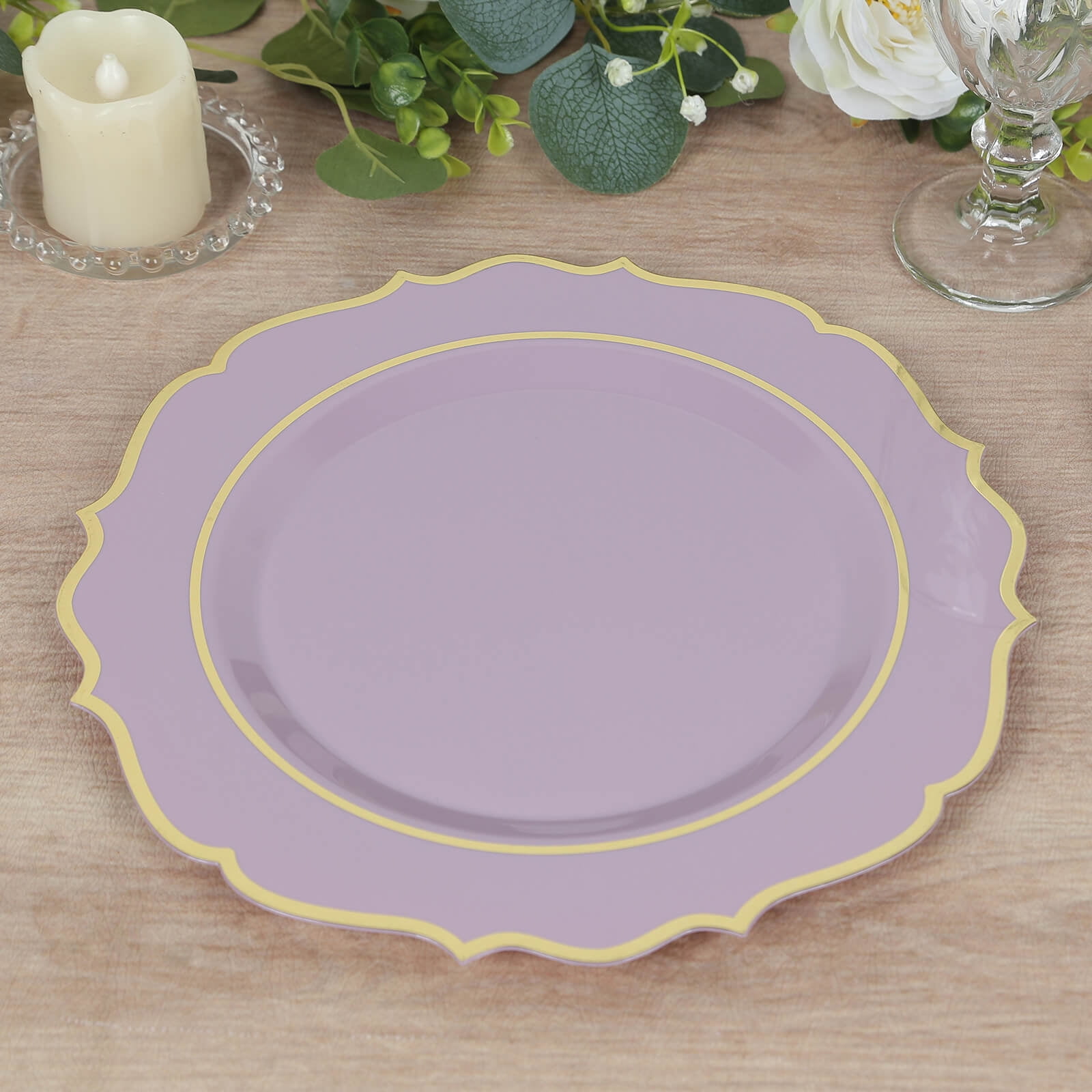 Efavormart 10 Pack Lavender Lilac Plastic Dinner Plates, Disposable ...