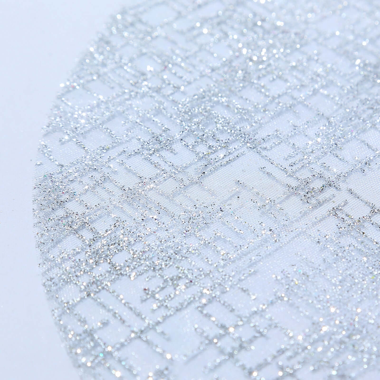 Efavormart 10 Pack Metallic Silver Glitter Mesh Round Placemats, 13 ...