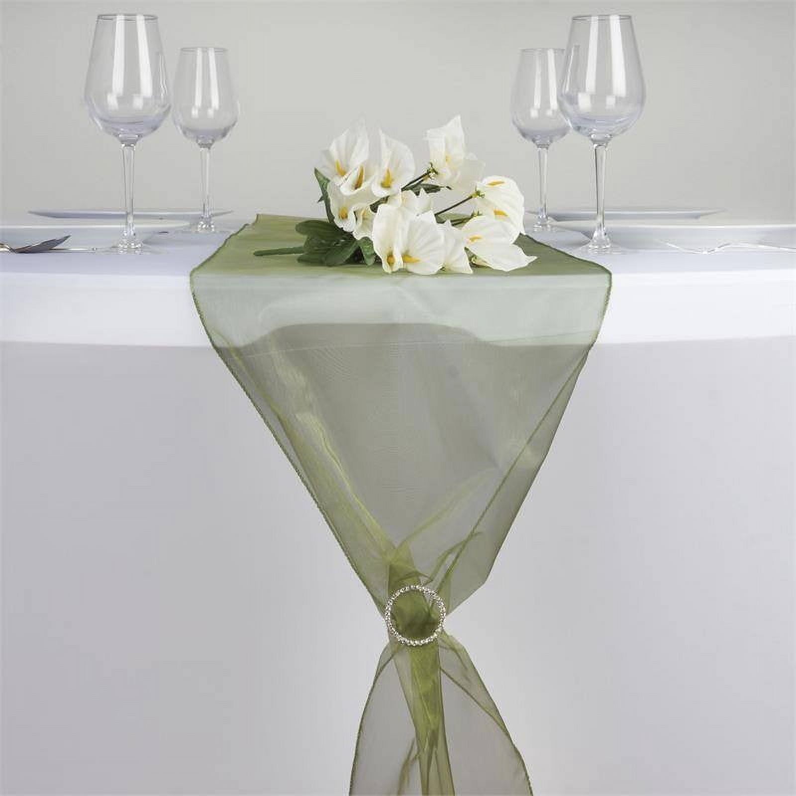Efavormart 10 Pack Olive Green Sheer Organza Table Runners - 14"x108 ...