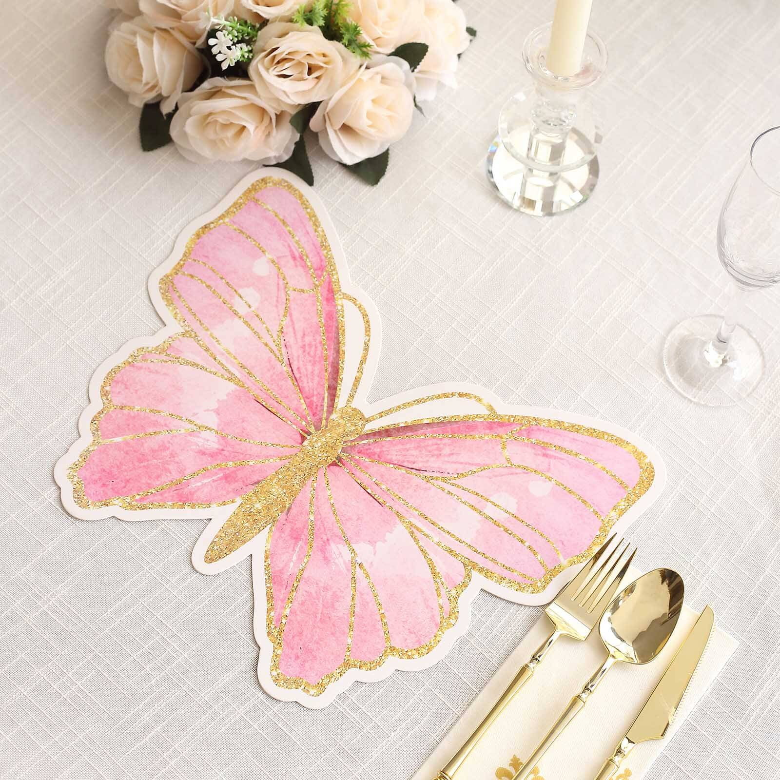 Efavormart 10 Pack Pink Gold Glitter Butterfly Cardboard Paper ...