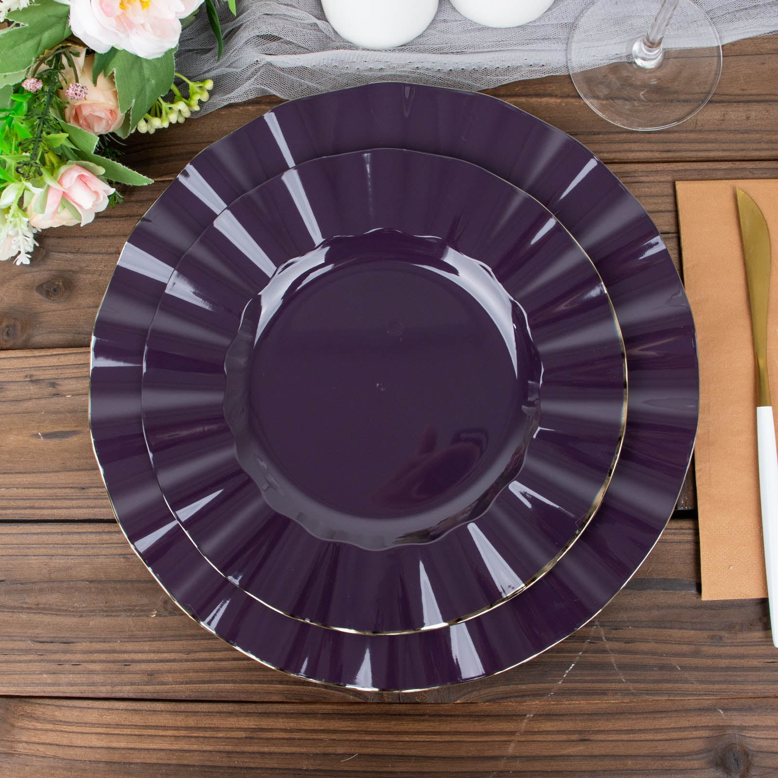 Efavormart 10 Pack | Purple 9" Round Plastic Dessert Salad Plates ...