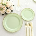 Efavormart 10 Pack Sage Green Plastic Dinner Plates with Gold Beaded ...