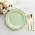 Efavormart 10 Pack Sage Green Plastic Dinner Plates with Gold Beaded ...