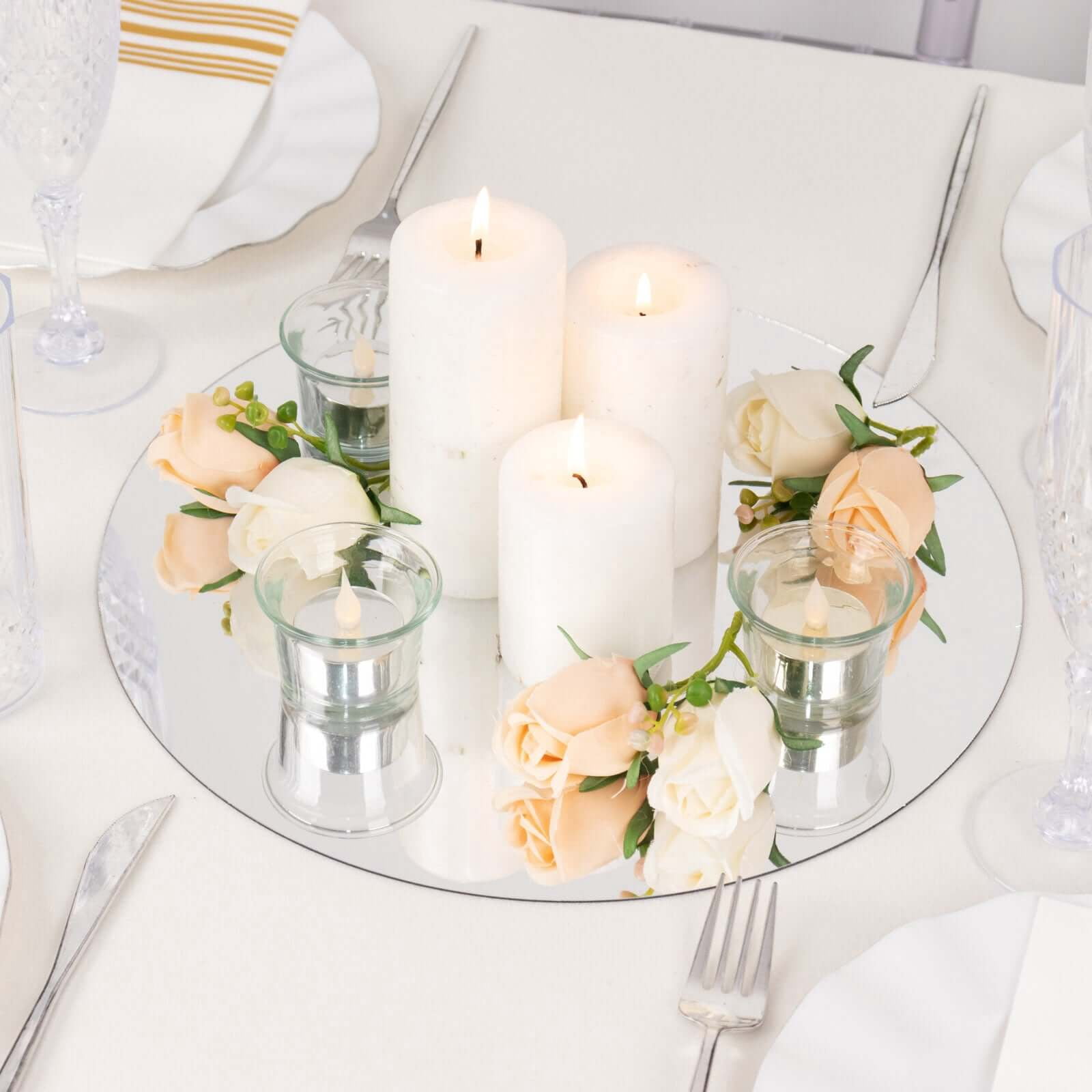Efavormart 10 Pack Silver Mirror Plastic Charger Plates For Table ...