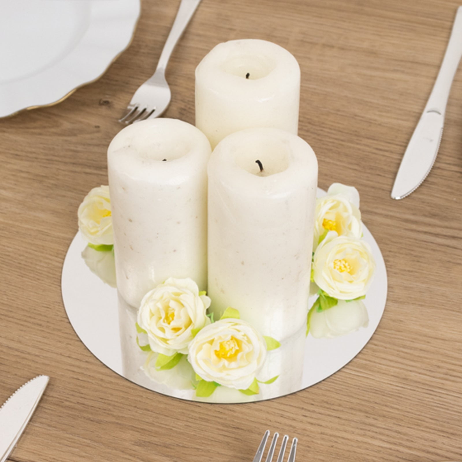 Efavormart 10 Pack Silver Round Acrylic Mirror Tray for Decoration ...