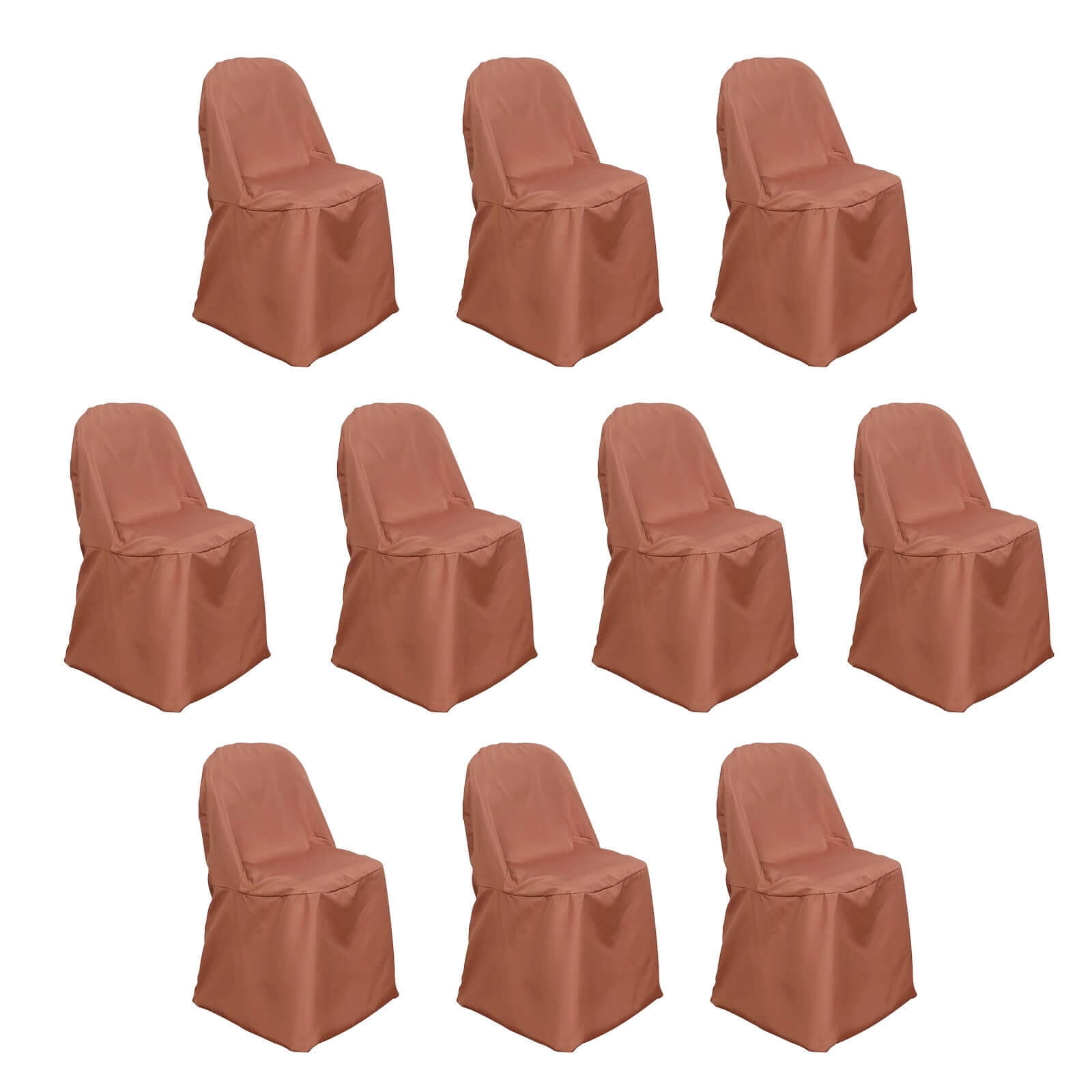 Efavormart 10 Pack Terracotta (Rust) Polyester Folding Chair Covers ...