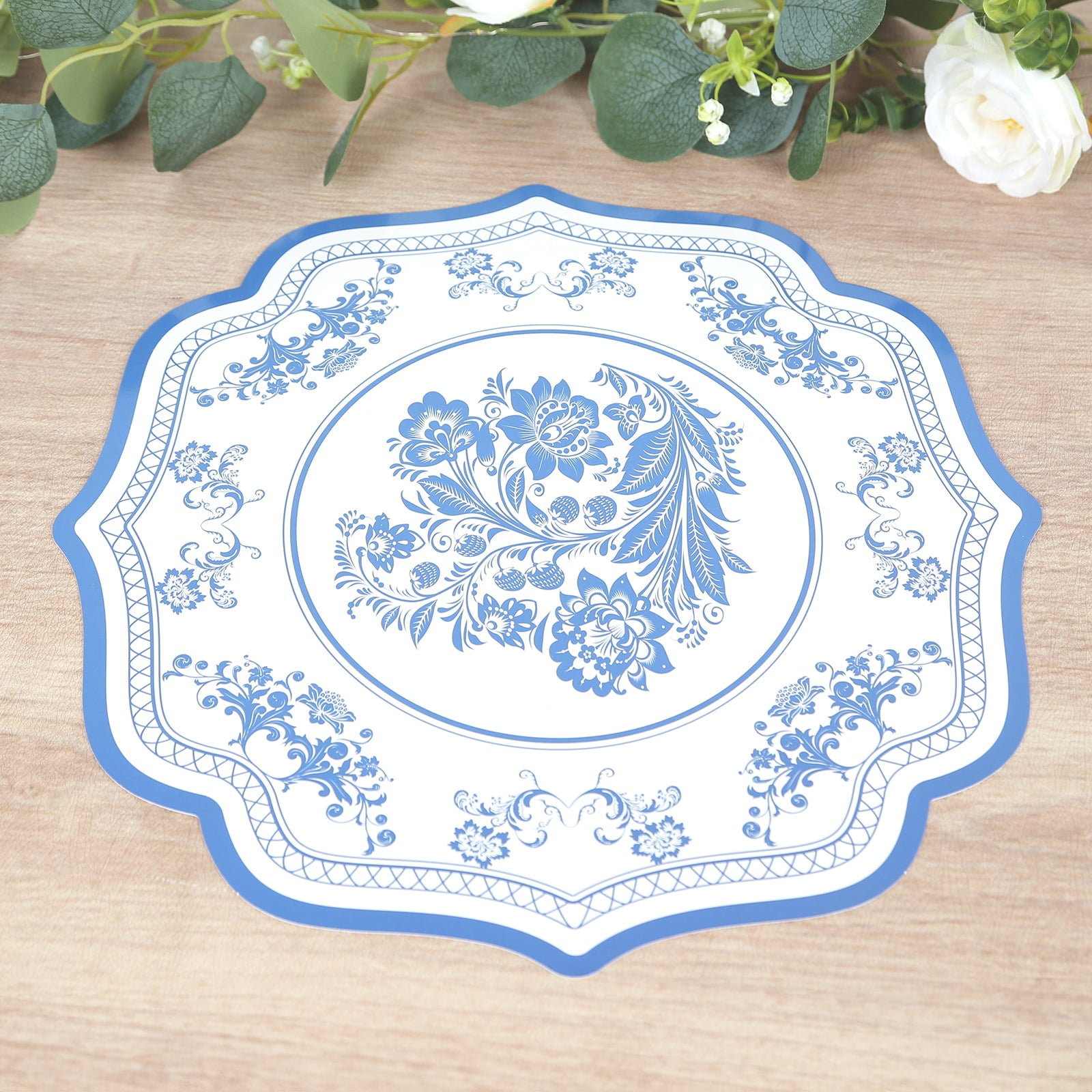 Efavormart 10 Pack White Blue Cardboard Paper Placemats with French ...