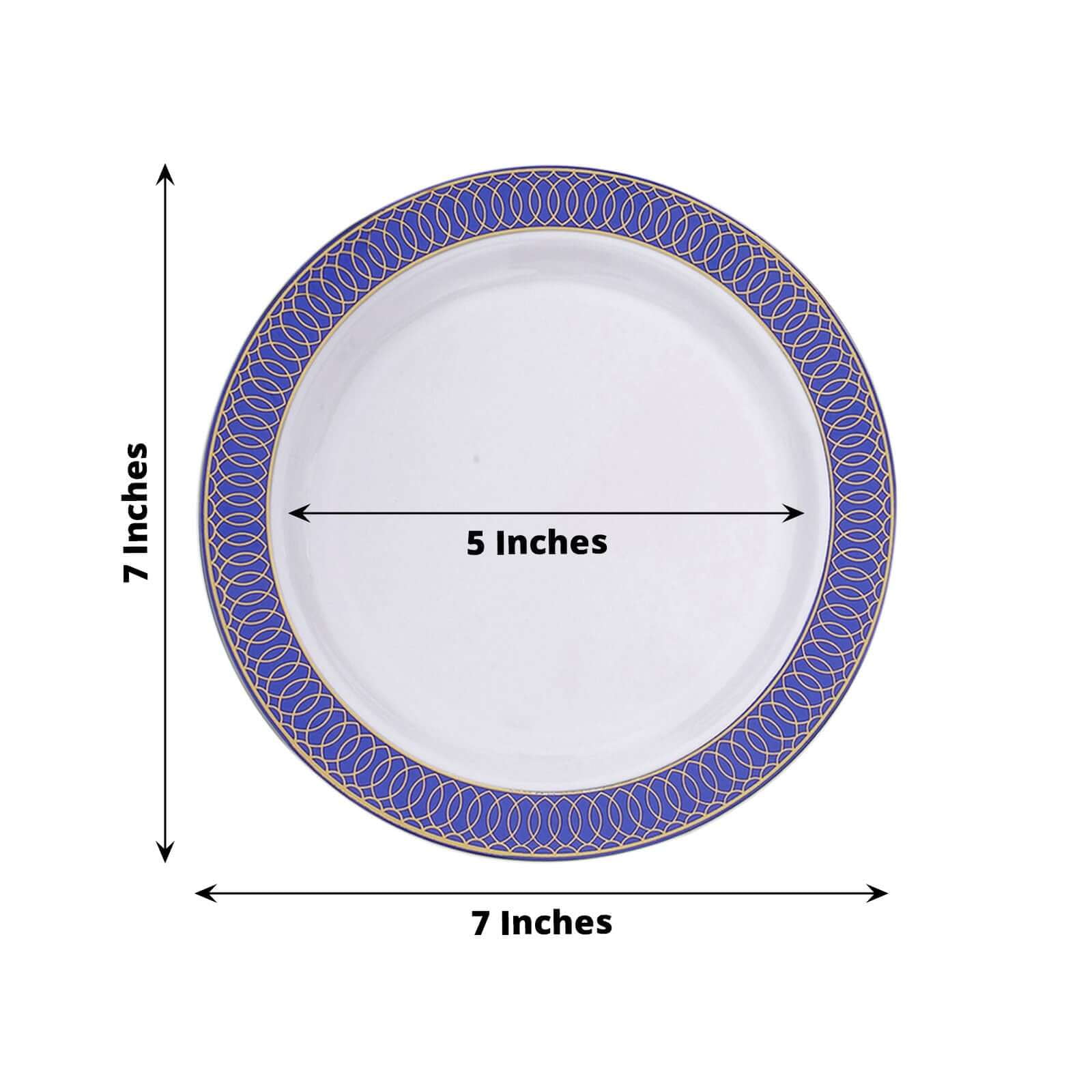 Efavormart 10 Pack White Plastic Dessert Appetizer Plates With Navy ...