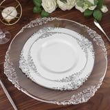 Efavormart 10 Pack | White/Silver Baroque 8" Round Plastic Dessert ...