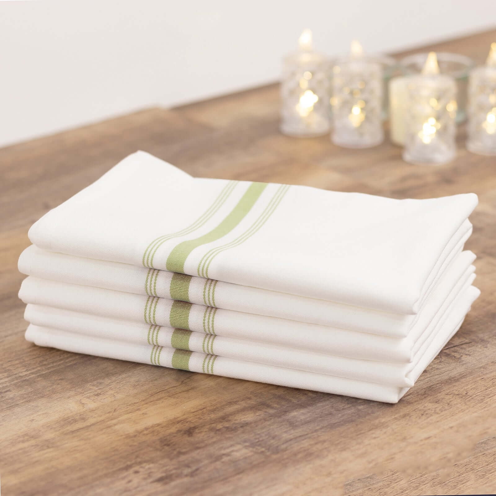 Efavormart 10 Pack White Spun Polyester Bistro Napkins with Sage Green ...