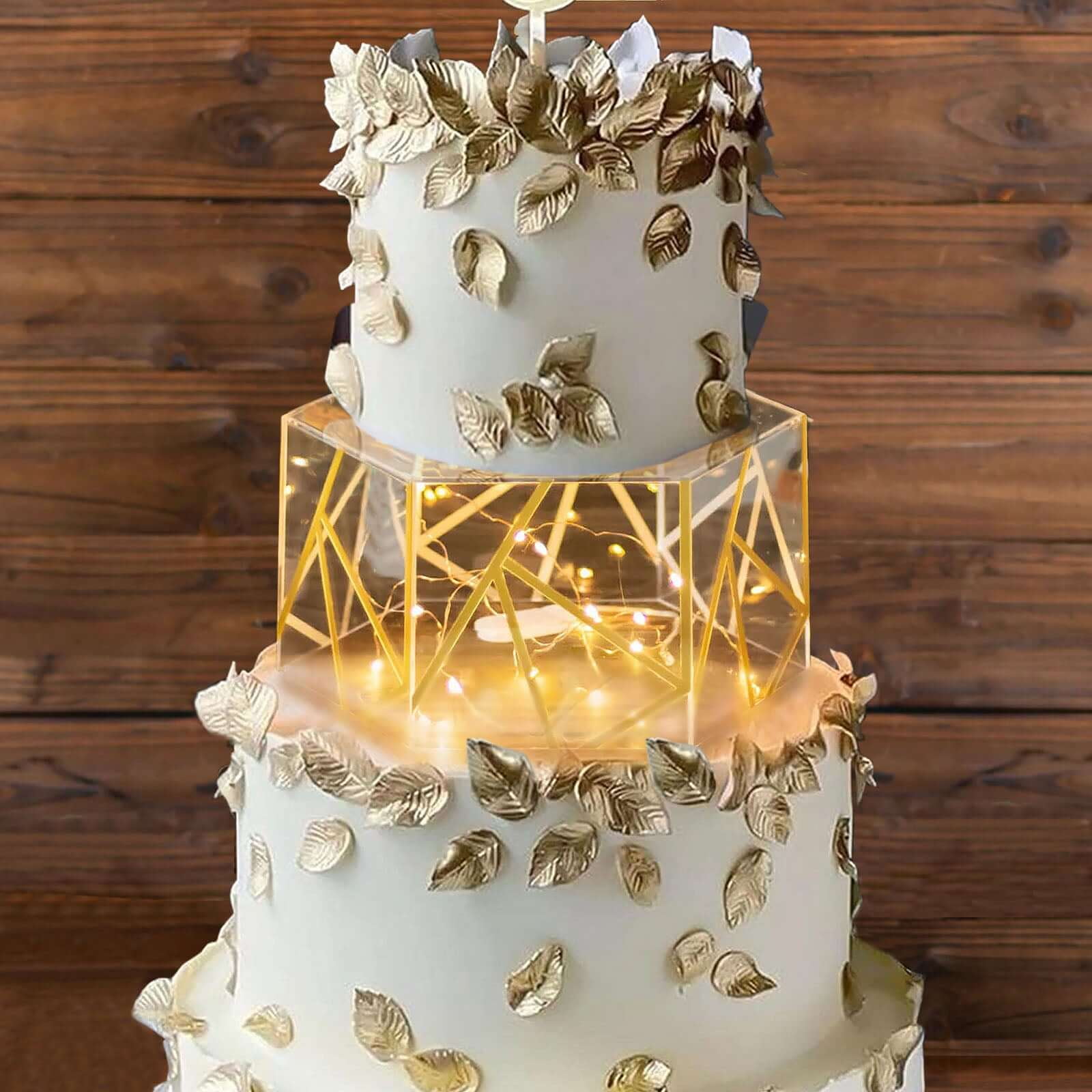 Efavormart Clear/Gold Acrylic Hexagonal Cake Stand, 10"X5" Pedestal ...