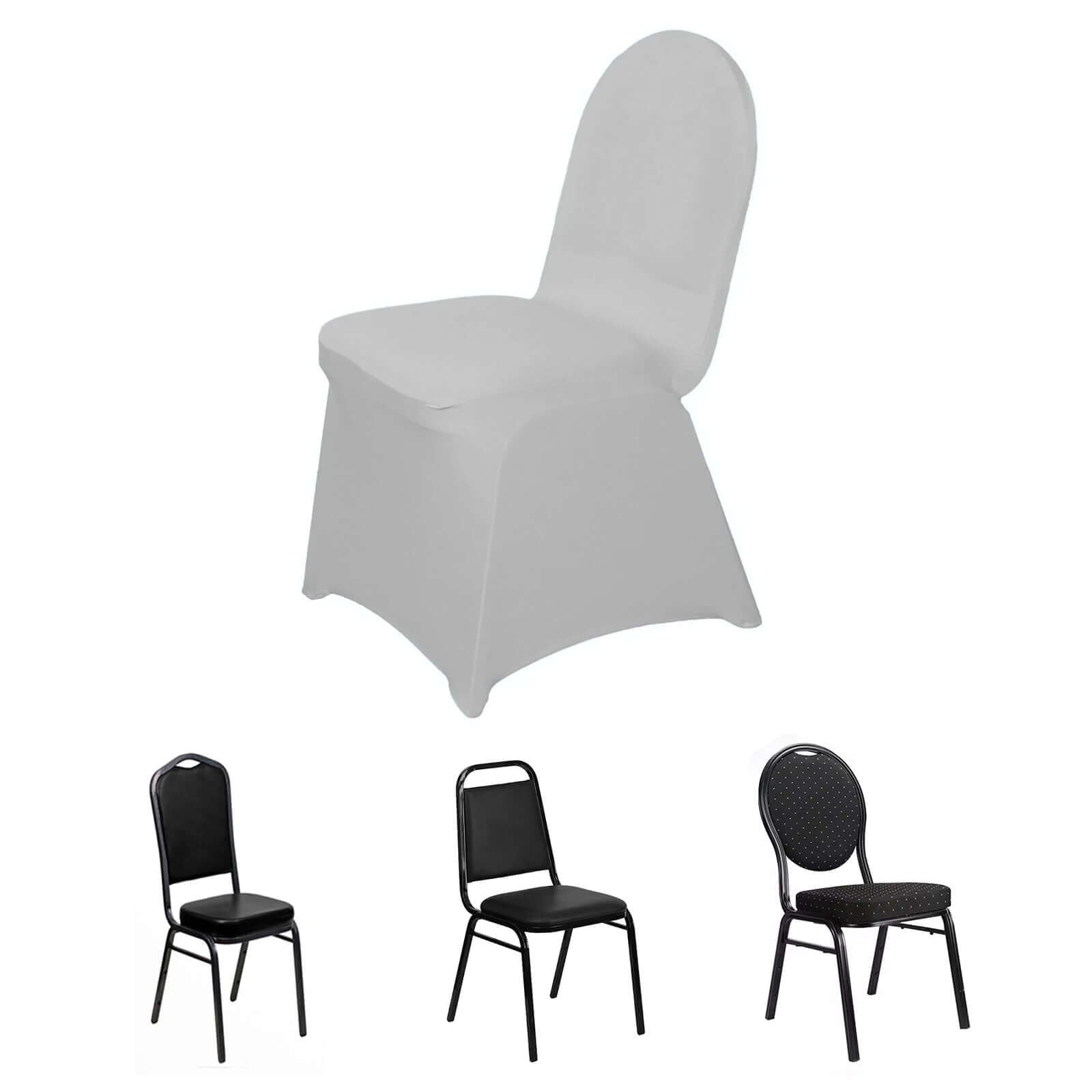 Efavormart Stretch Spandex Silver Chair Covers 100 PCS Universal ...