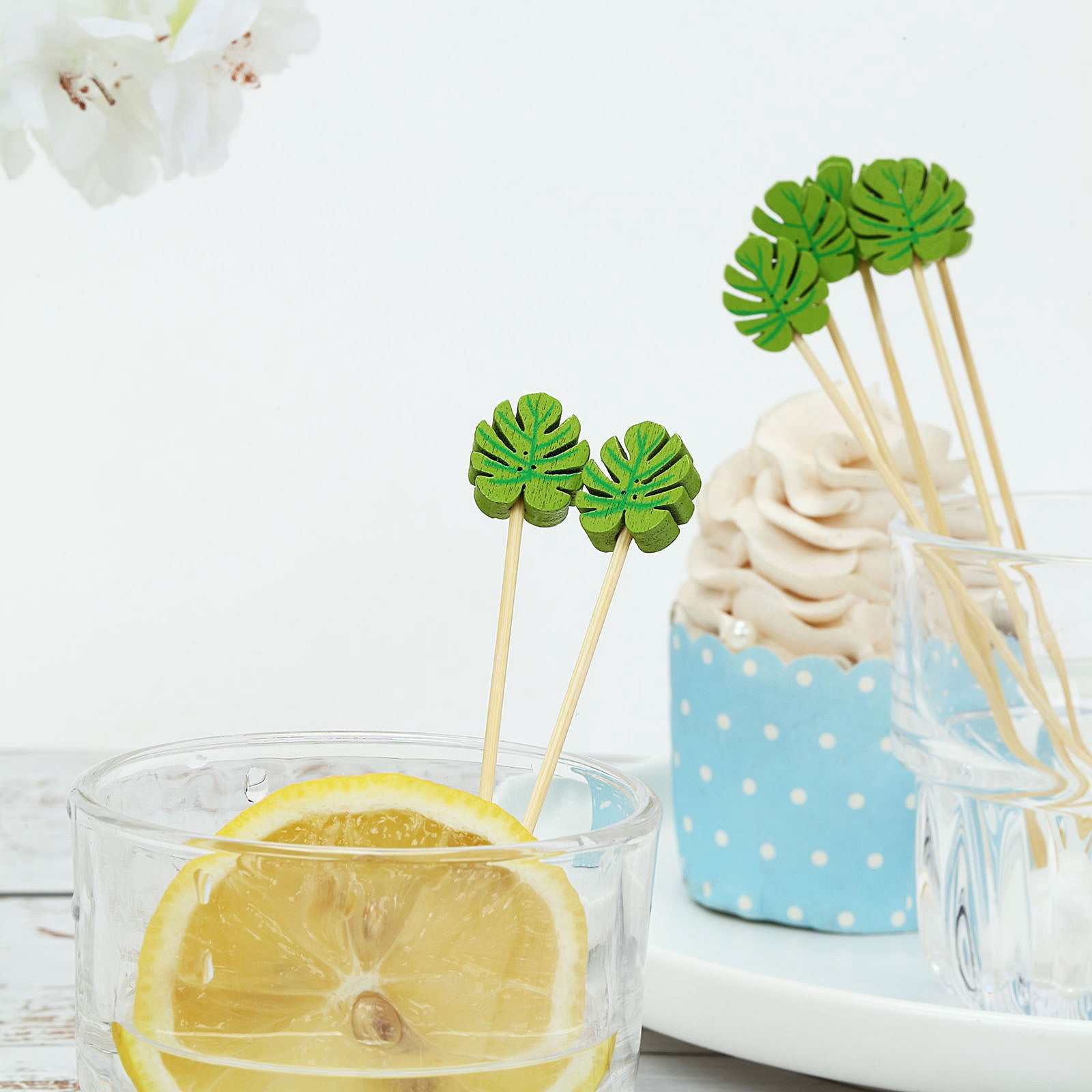 Efavormart 100 Pack - 5" Tropical Leaf Party Picks, Bamboo Skewers ...