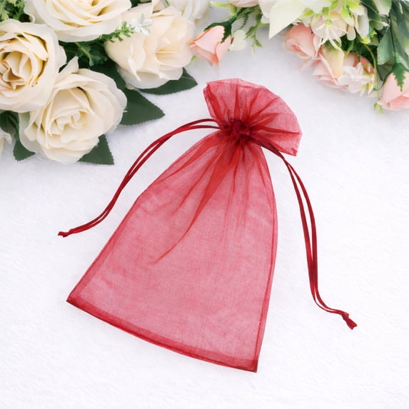 Efavormart 100 Pack Burgundy Organza Drawstring Gift Bags, 5" x 7 ...