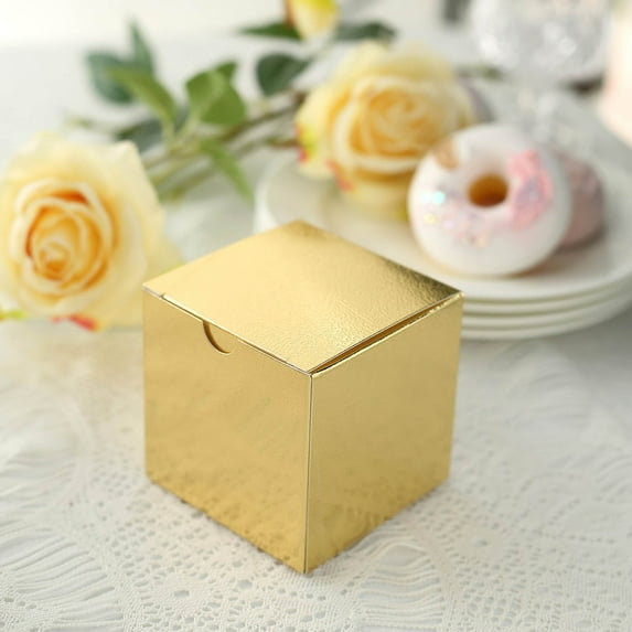 Efavormart 100 pcs 3x3x3 Gold Candy Box for Gift Wrap, Bridal Shower ...