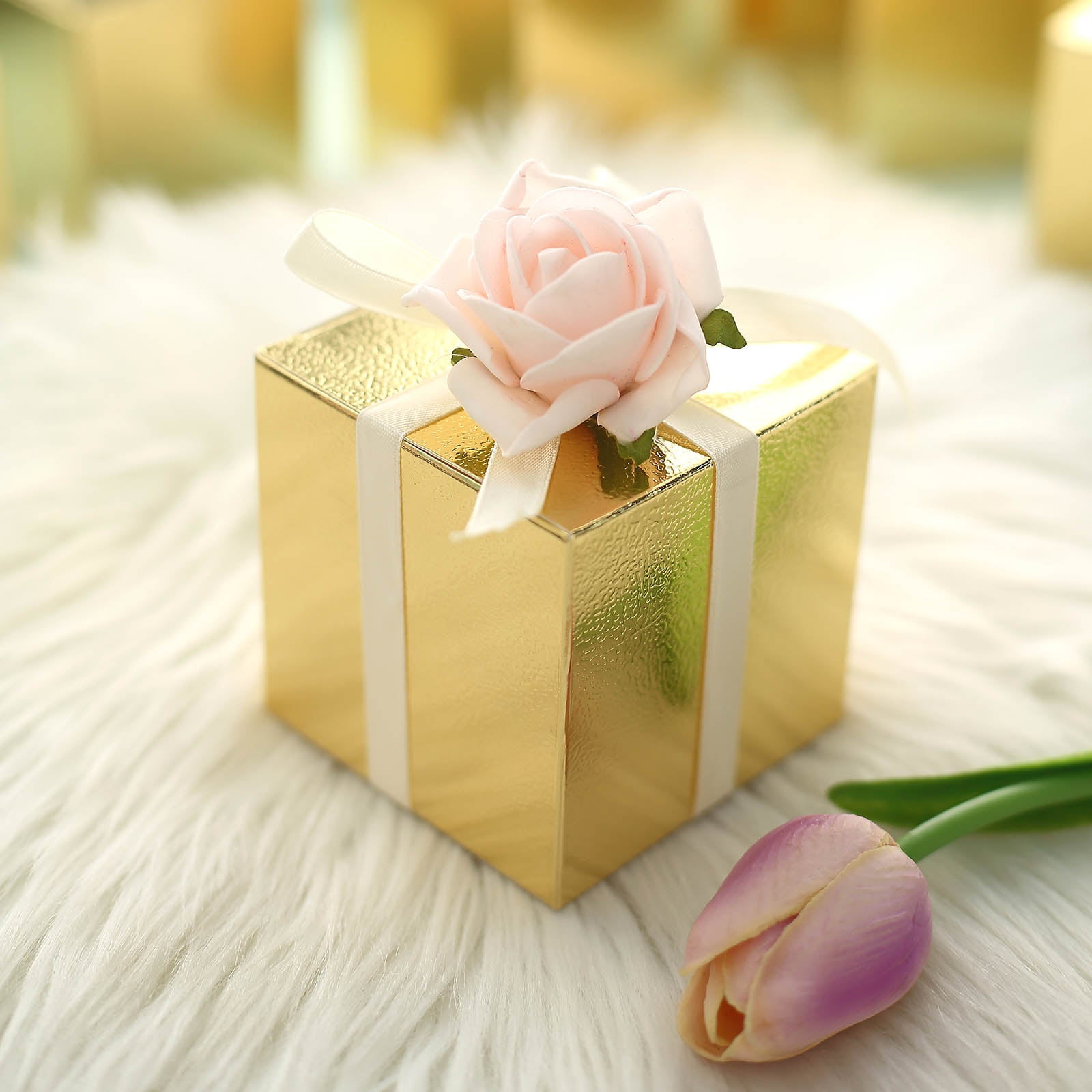 Efavormart 100 pcs of 3x3x3 Gold Favor Candy Box for Candy Treat Gift ...
