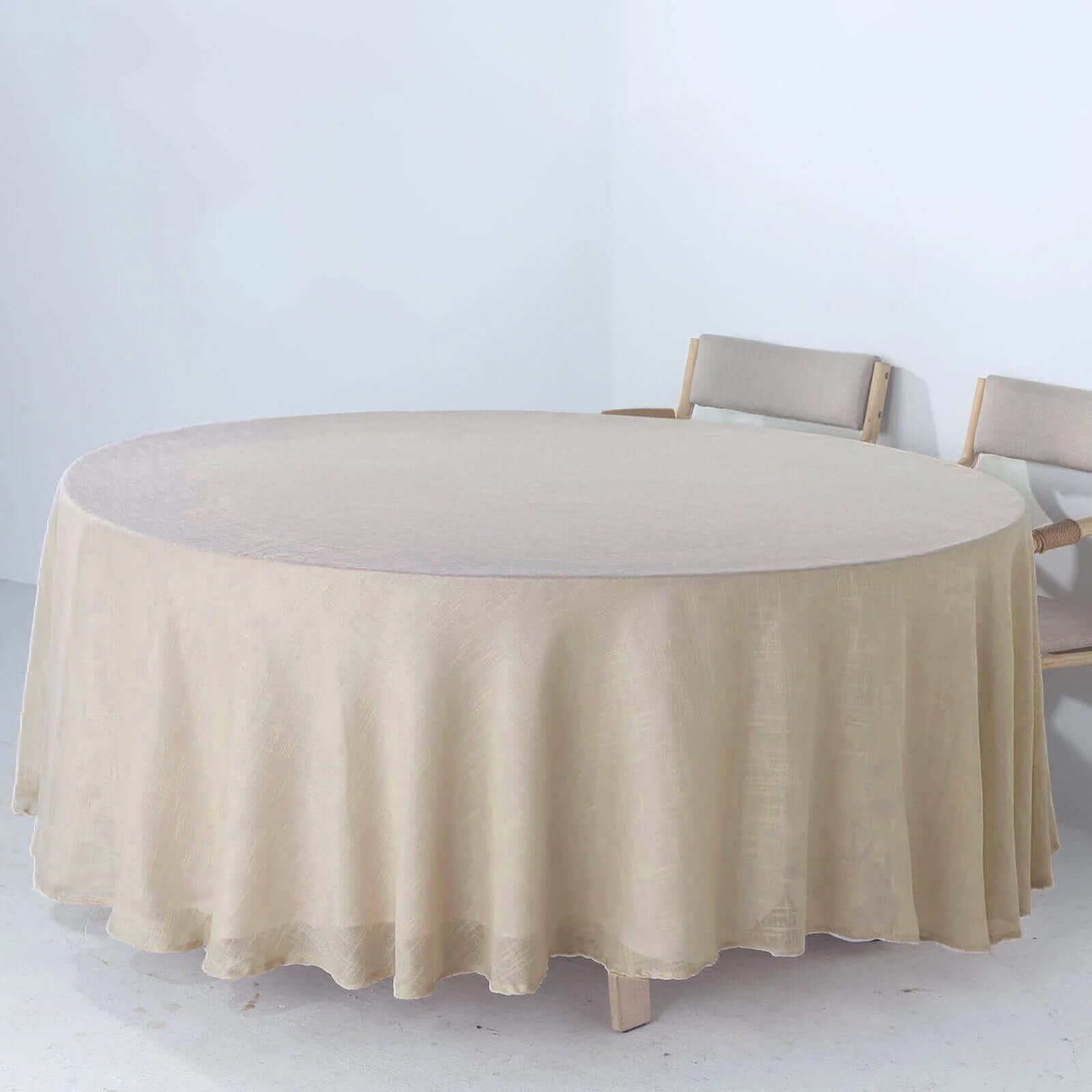 Efavormart 108" Premium Beige Faux Linen Tablecloth | Slubby Textured ...