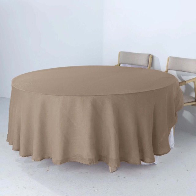 Efavormart 108" Premium Taupe Faux Linen Tablecloth | Slubby Textured ...