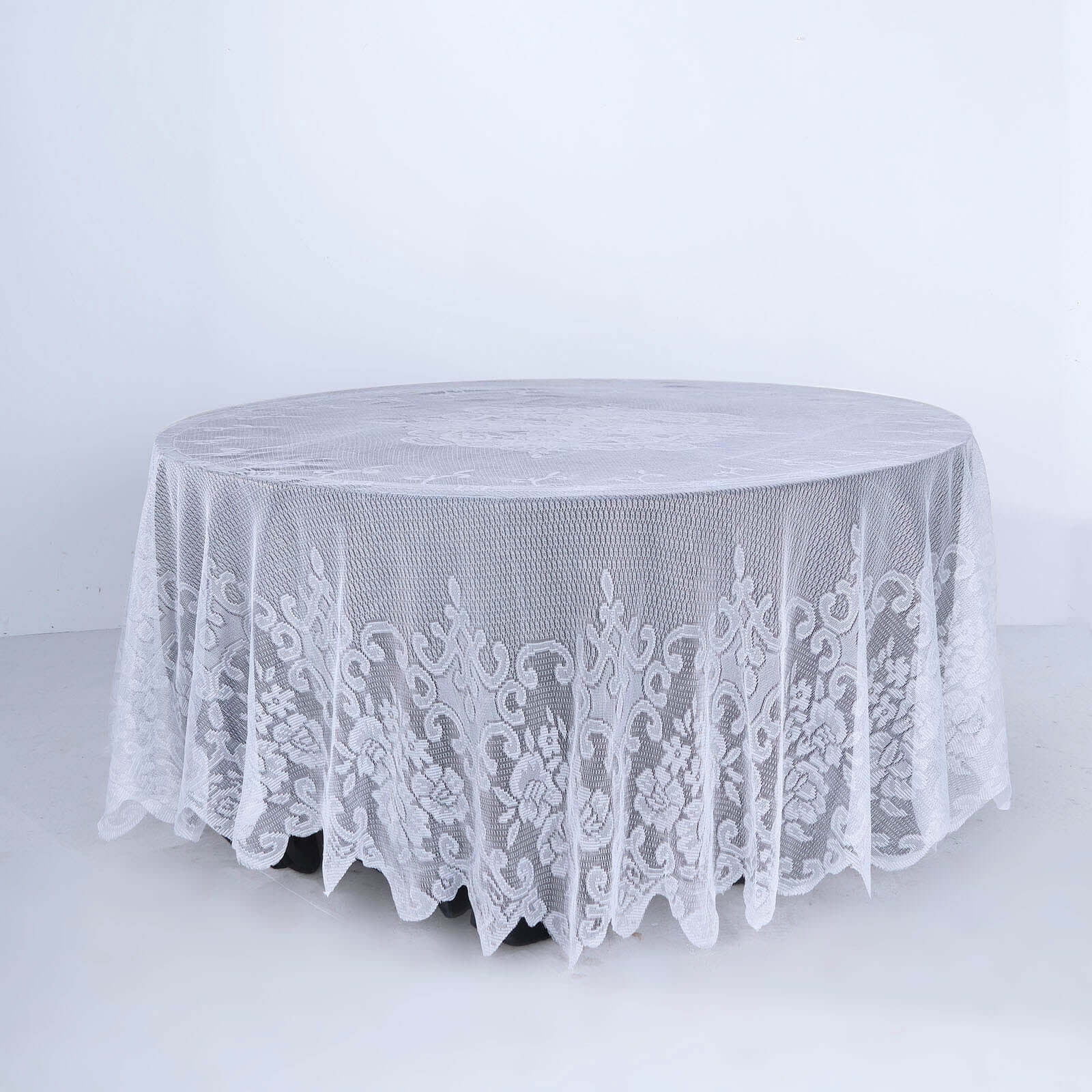 Efavormart 108" WHITE Premium Lace Round Tablecloth For Banquet Party ...