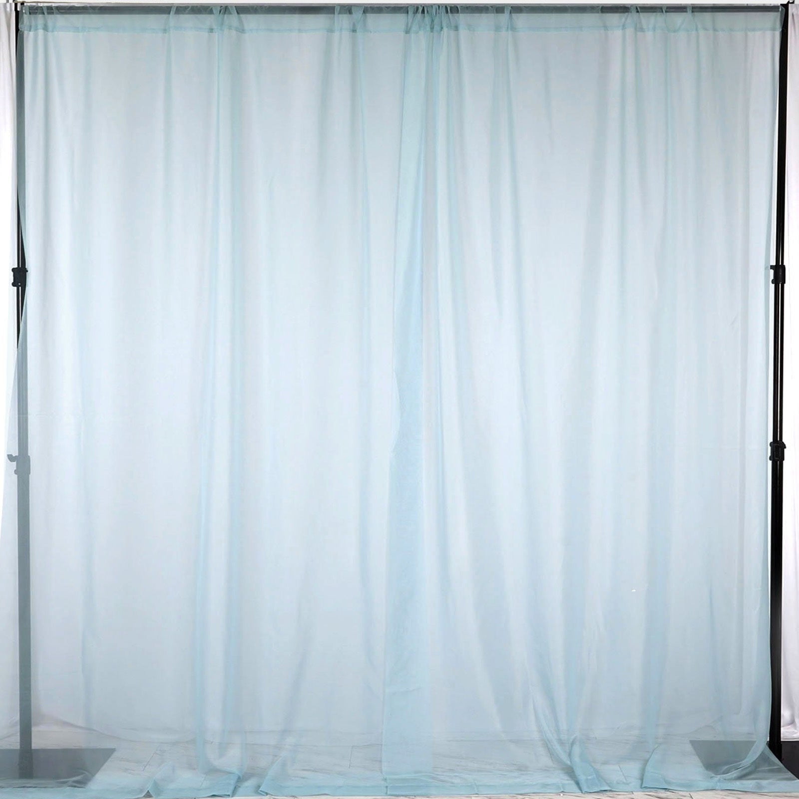 Efavormart 10FT Fire Retardant Ice Blue Color Sheer Voil Curtain Panel ...