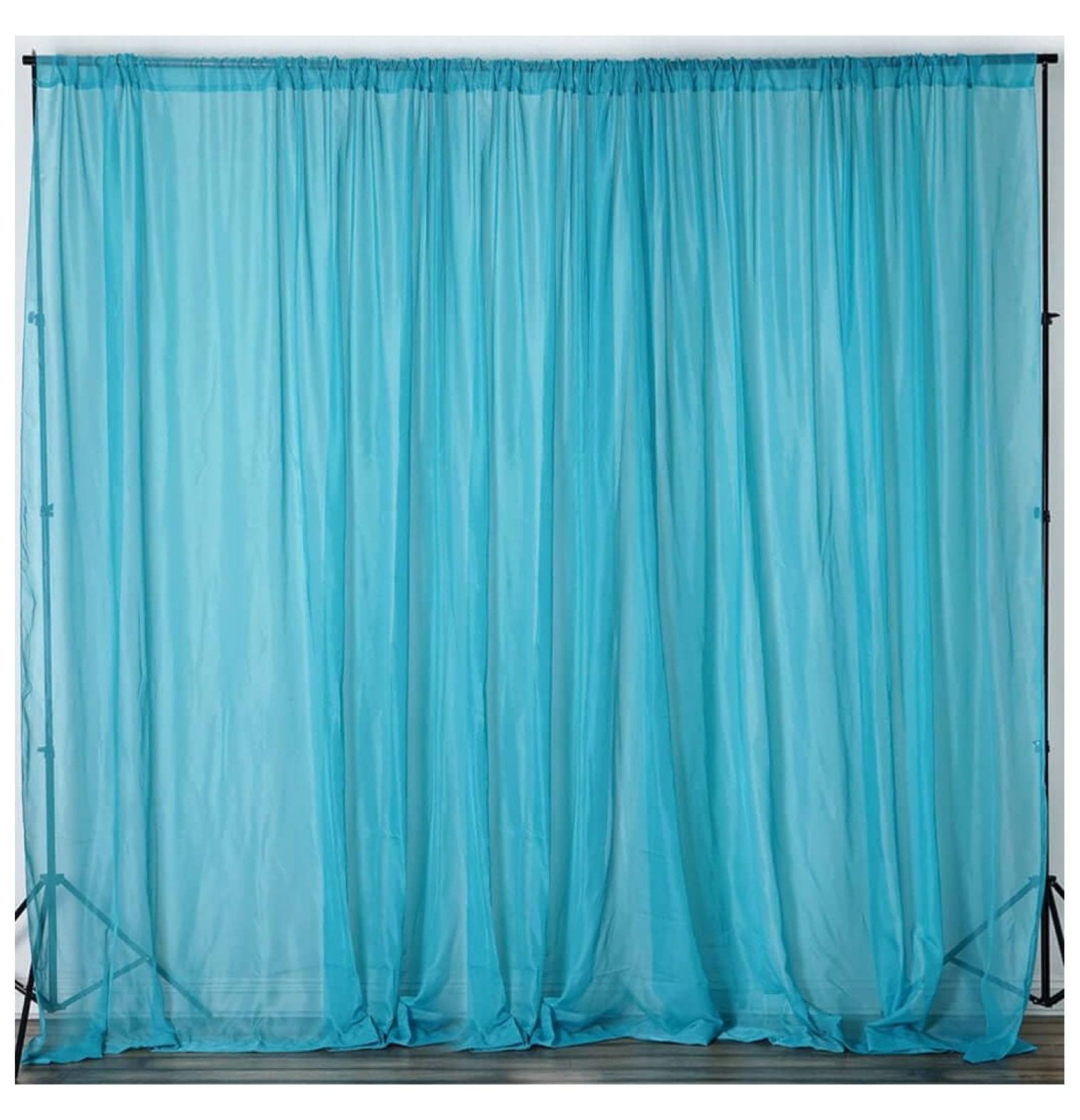 Efavormart 10FT Fire Retardant Turquoise Blue Sheer Voil Curtain Panel ...