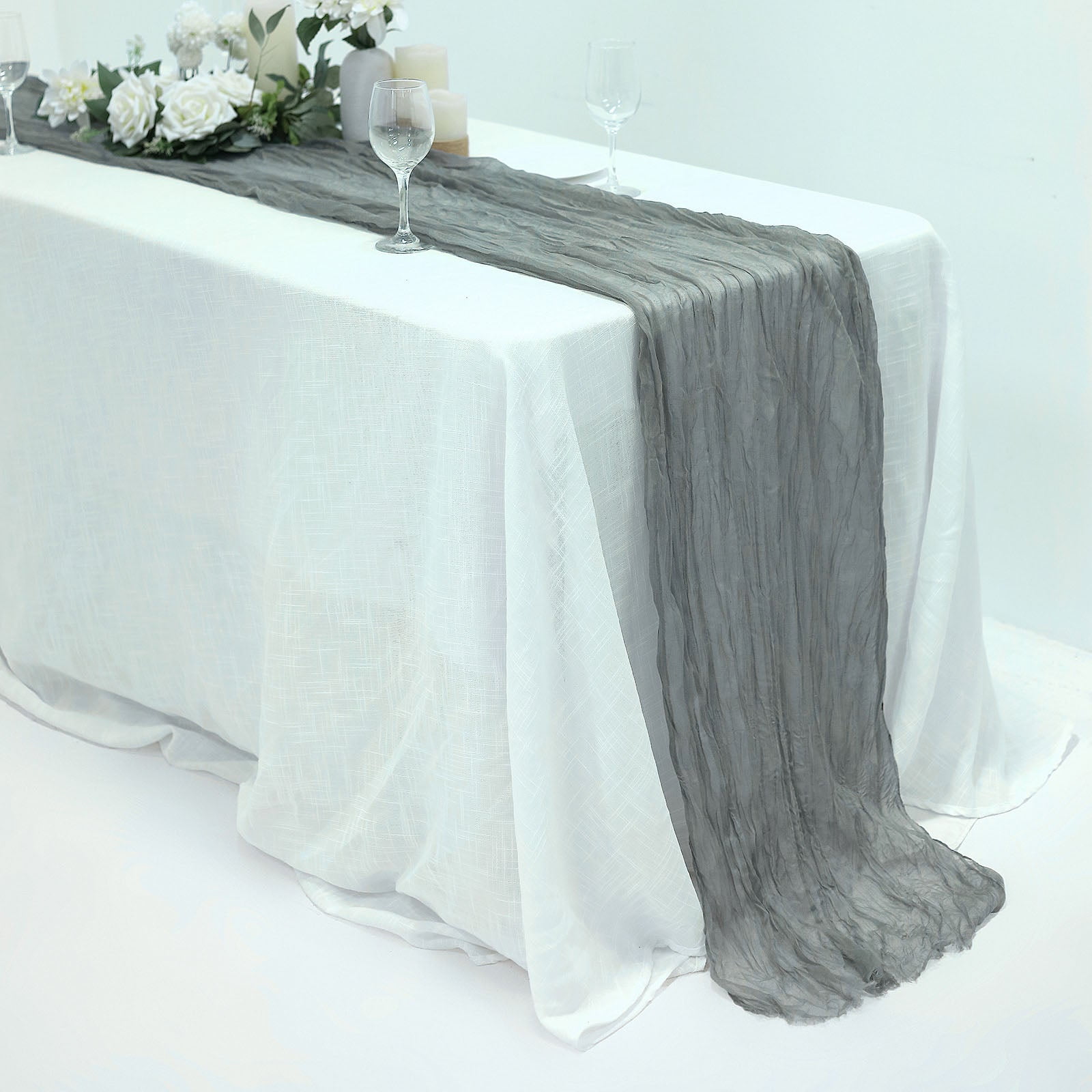 Efavormart 10FT Gray Cheesecloth Table Runner, Gauze Fabric Boho ...